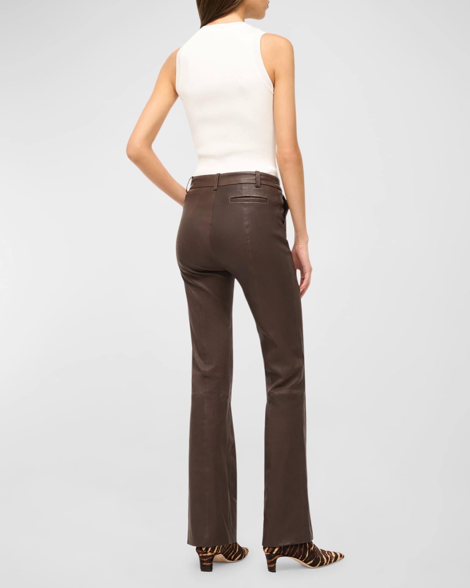 STAUD Hanover Leather Bootcut Pants | Neiman Marcus
