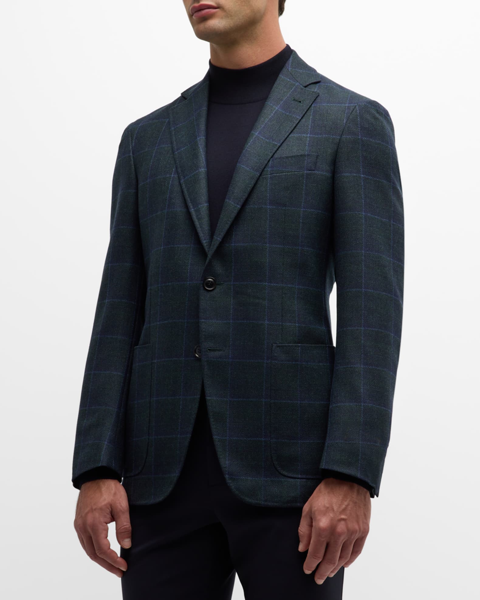 Canali Men's Wool Windowpane Sport Coat | Neiman Marcus