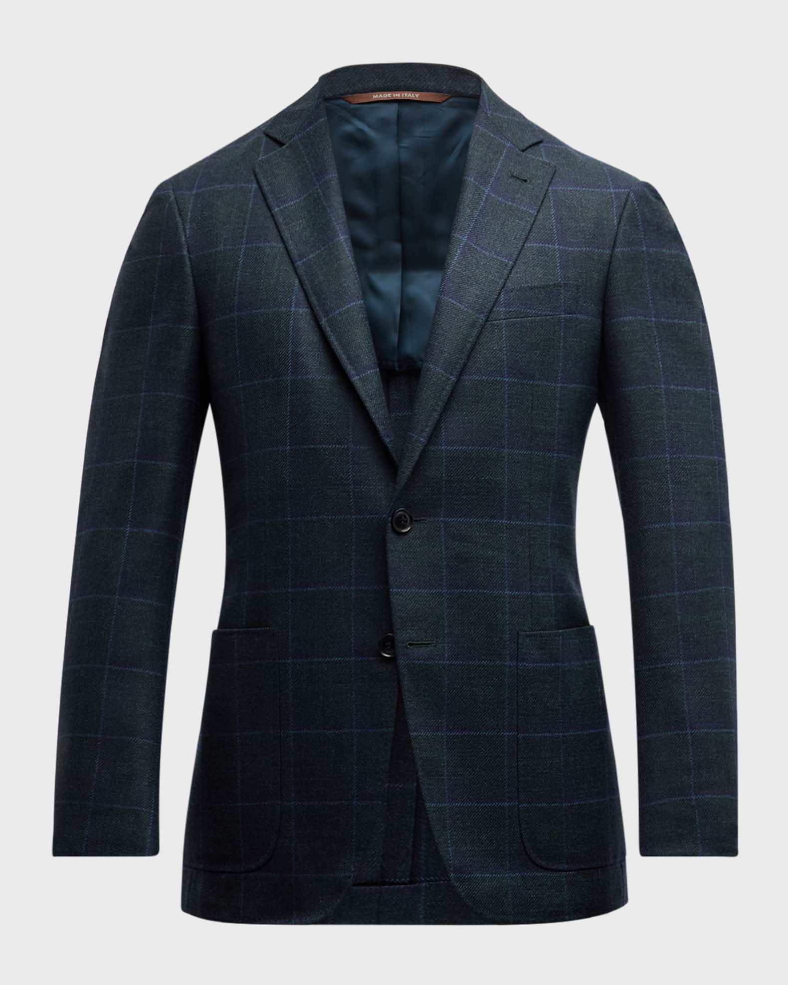 Canali Men's Wool Windowpane Sport Coat | Neiman Marcus