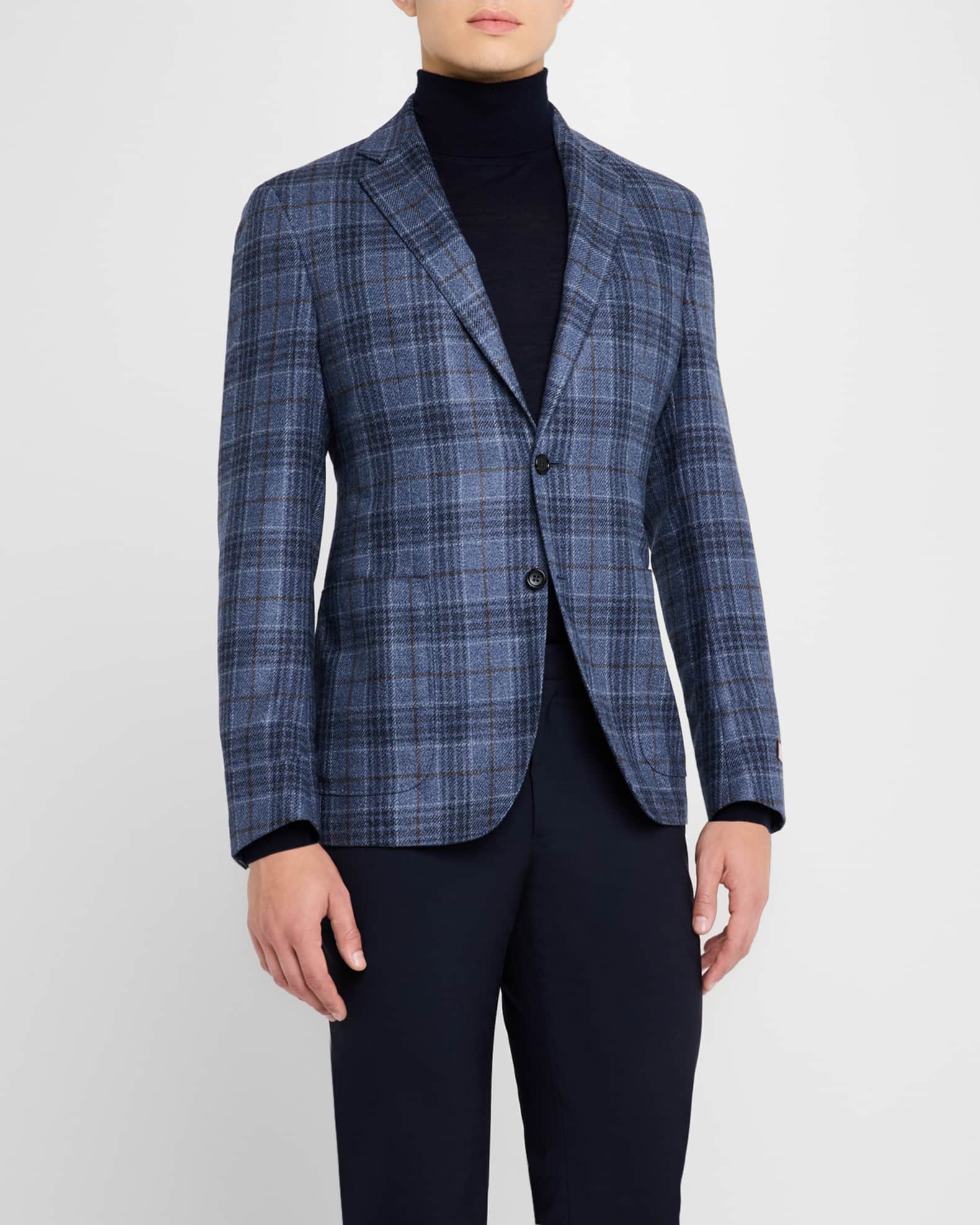 Canali Men's Wool-Silk Check Sport Coat | Neiman Marcus