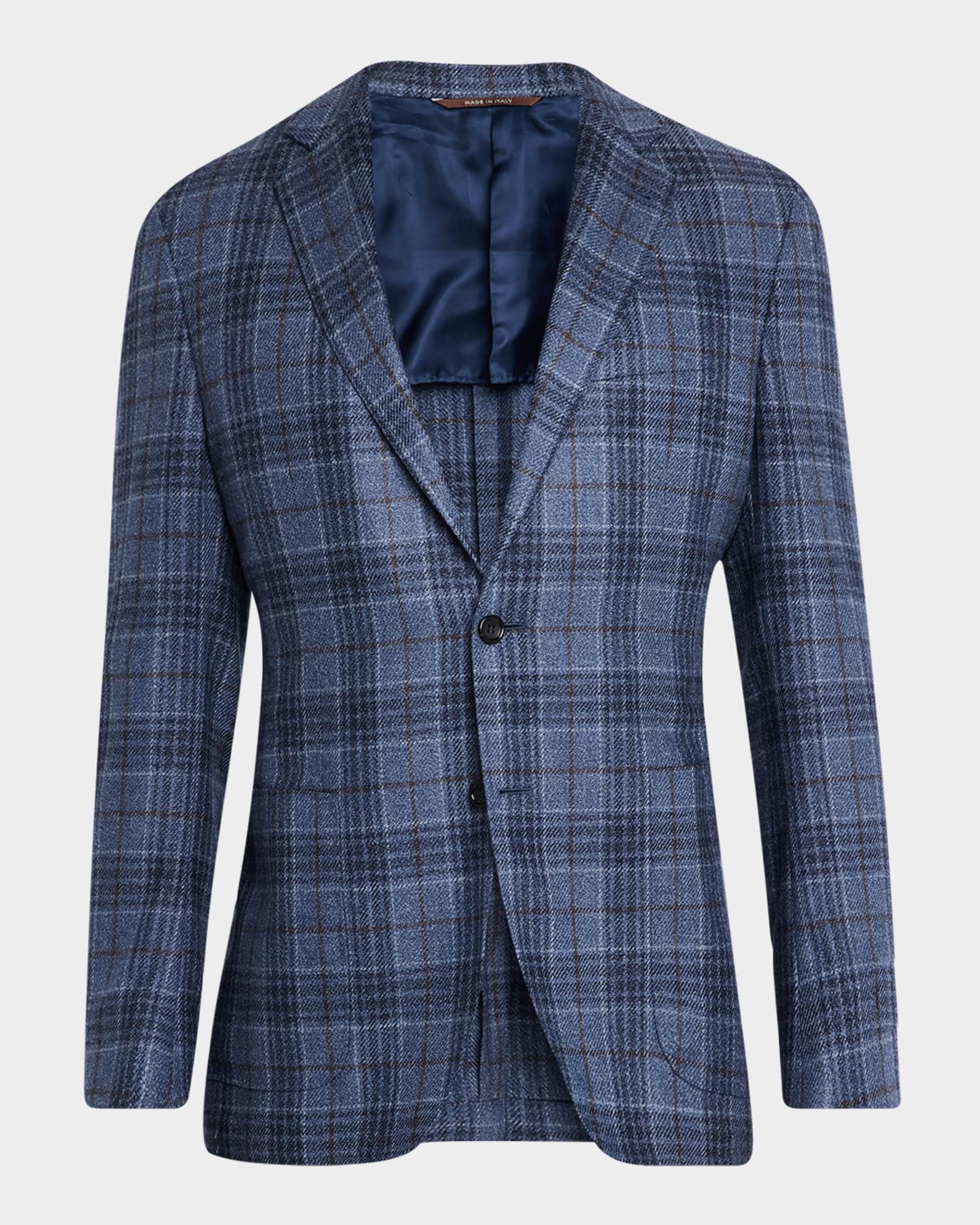 Canali Men's Wool-Silk Check Sport Coat | Neiman Marcus