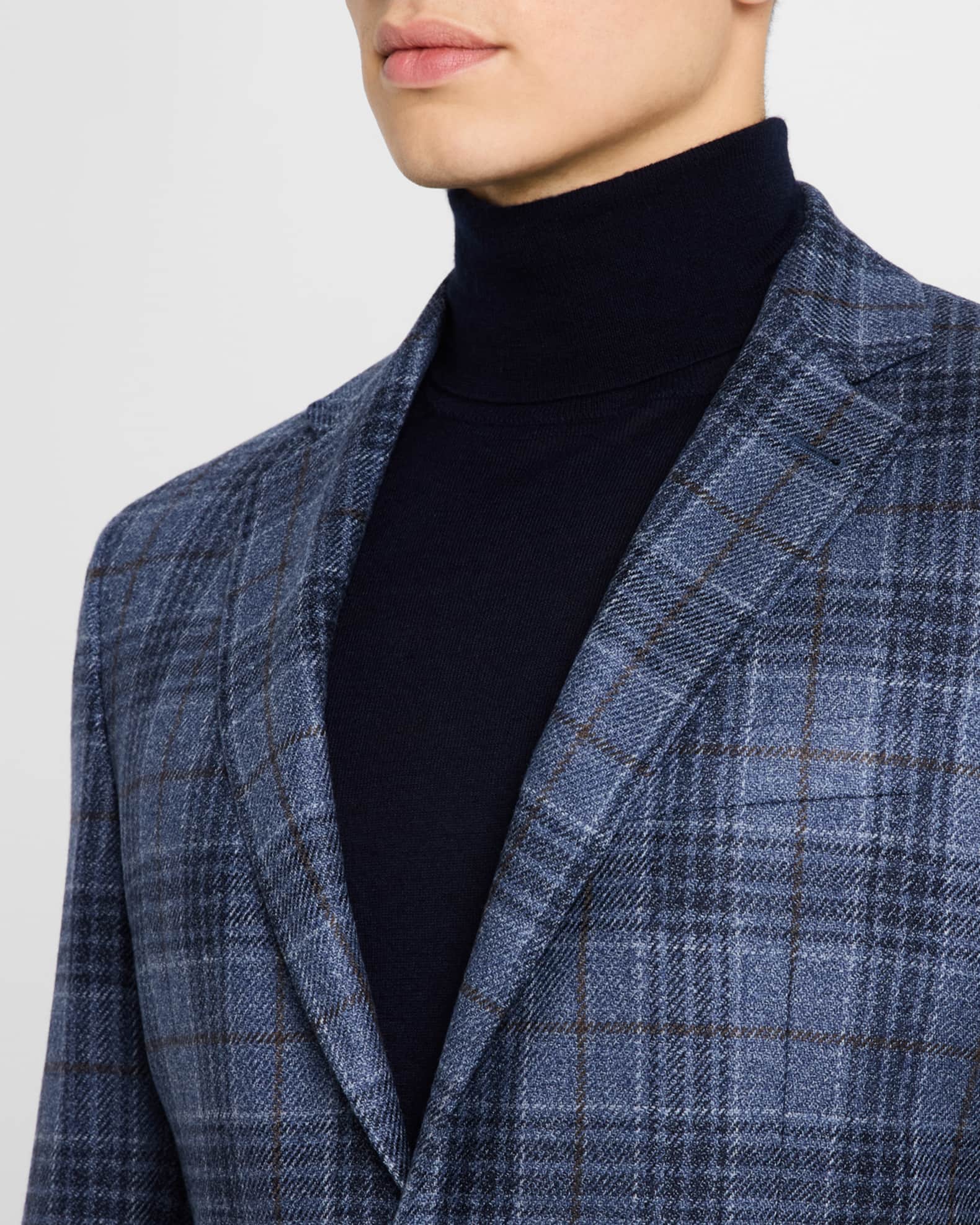 Canali Men's Wool-Silk Check Sport Coat | Neiman Marcus