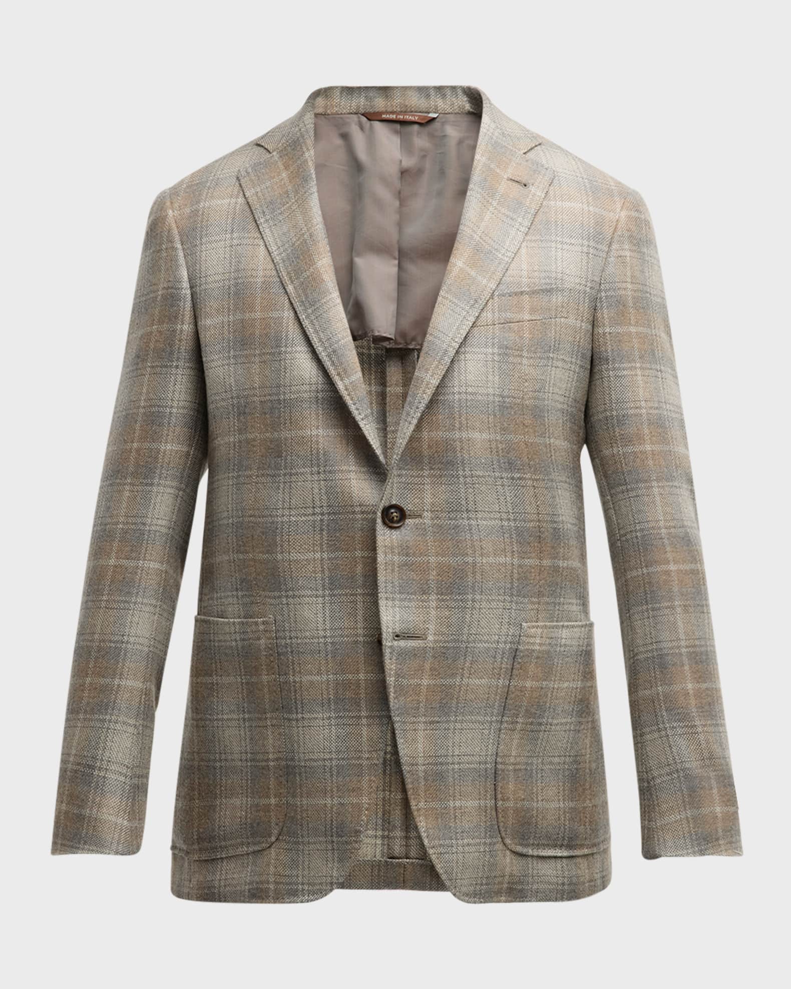 Canali Men's Cashmere Plaid Sport Coat | Neiman Marcus