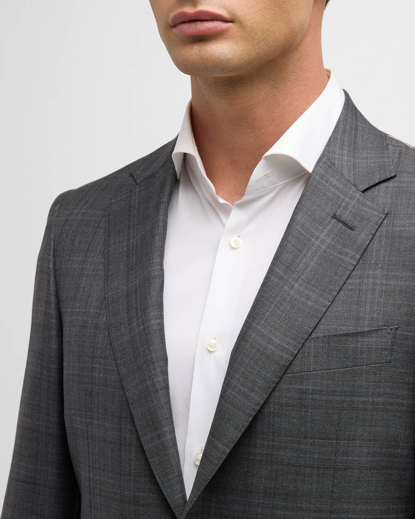 Canali Men's 150s Luxury Twill Tonal Check Suit | Neiman Marcus