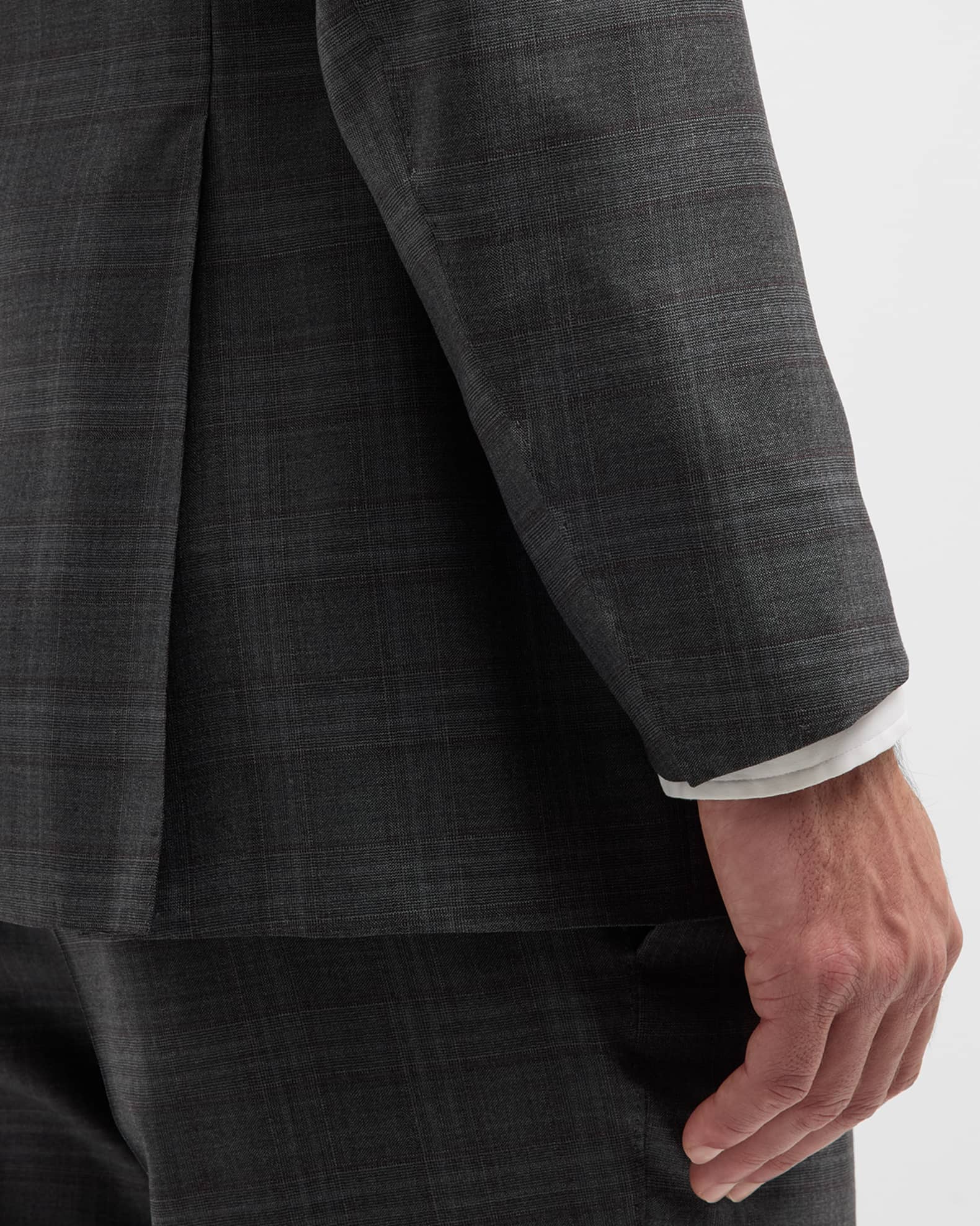 Canali Men's 150s Luxury Twill Tonal Check Suit | Neiman Marcus