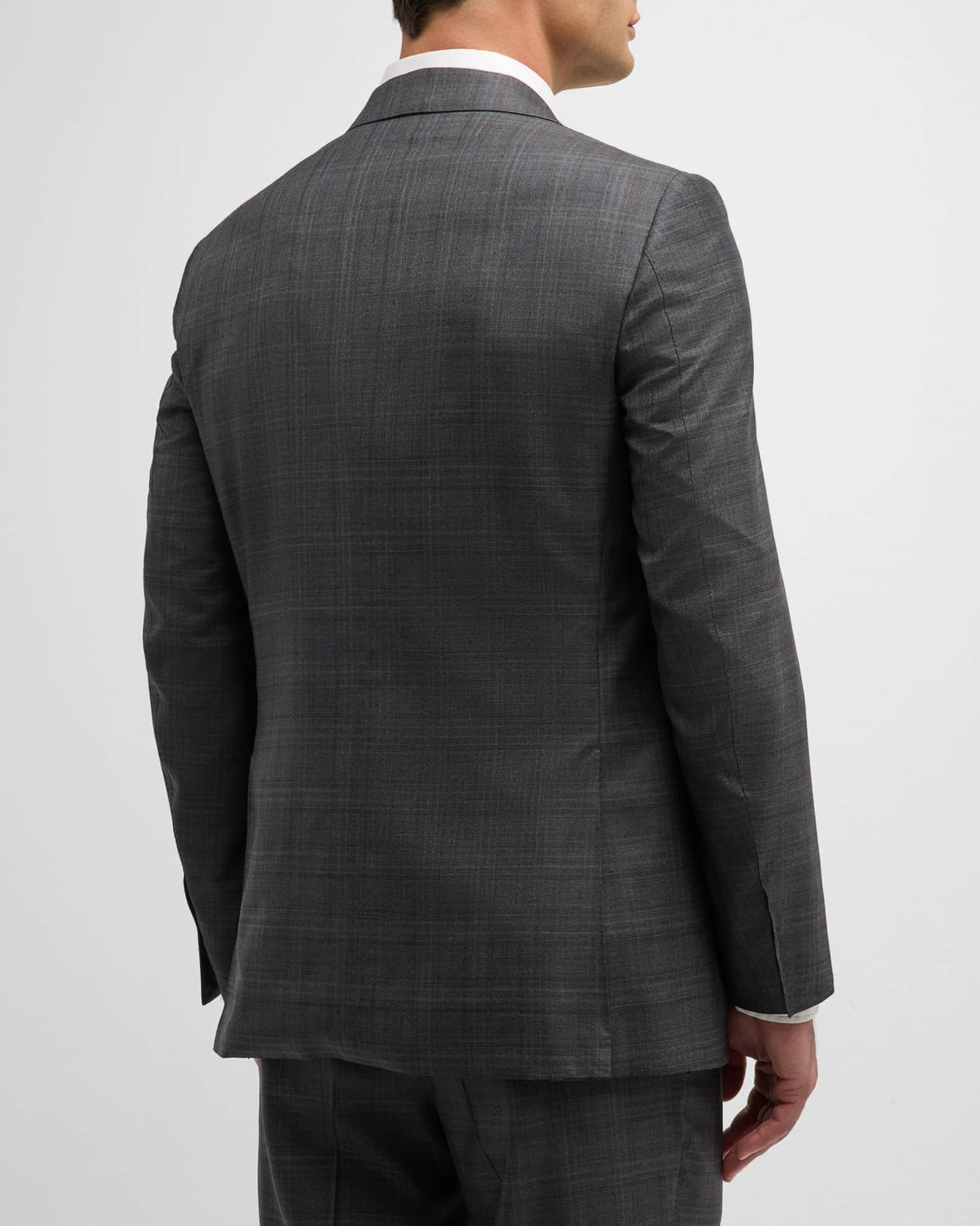 Canali Men's 150s Luxury Twill Tonal Check Suit | Neiman Marcus