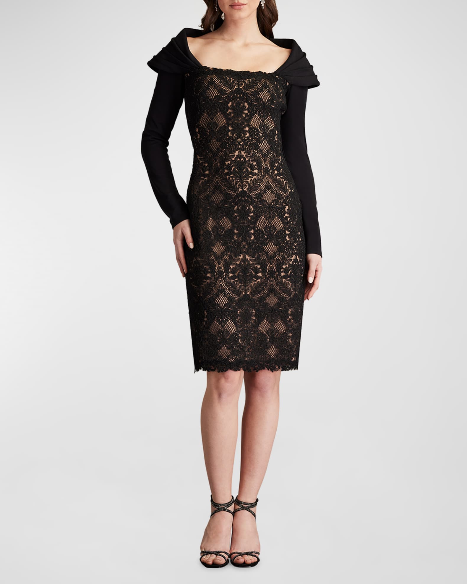 Tadashi Shoji Bodycon Lace and Crepe Dress | Neiman Marcus