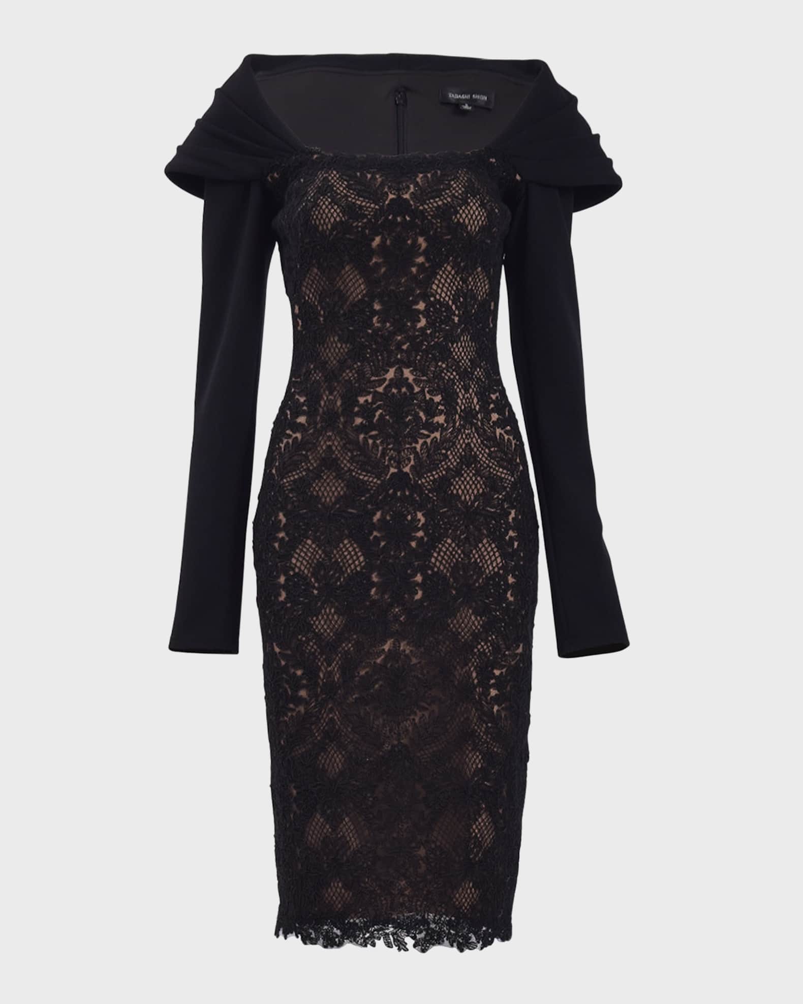 Tadashi Shoji Bodycon Lace and Crepe Dress | Neiman Marcus