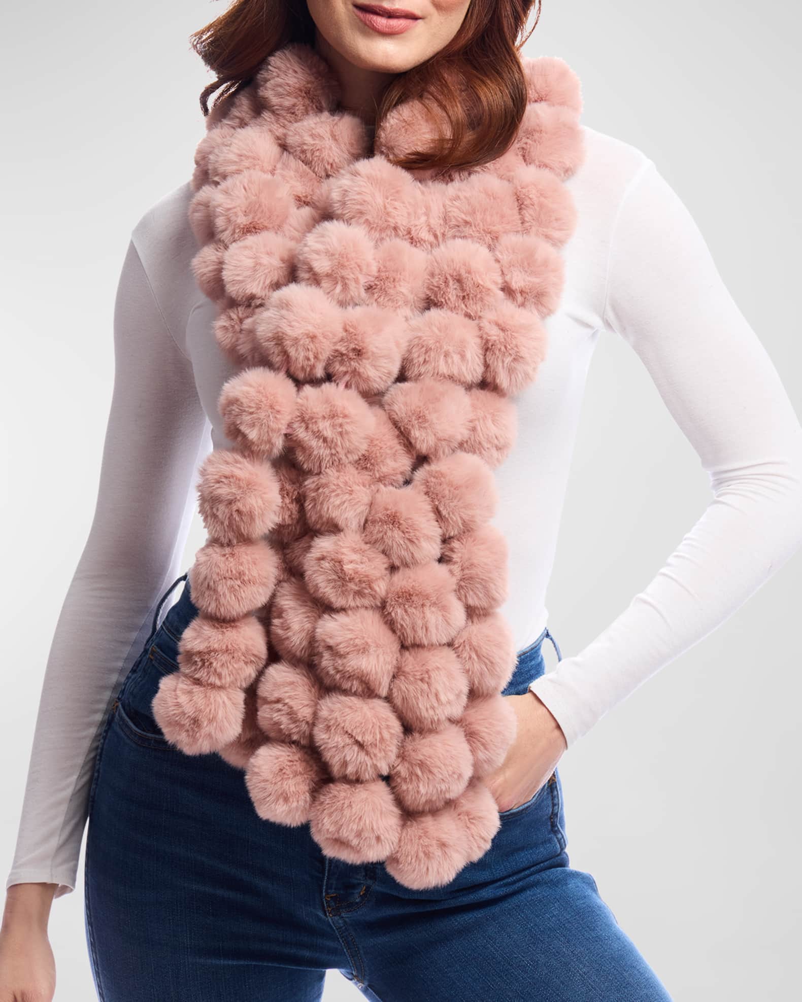 Fabulous Furs Poppy Pom Faux-Fur Scarf | Neiman Marcus