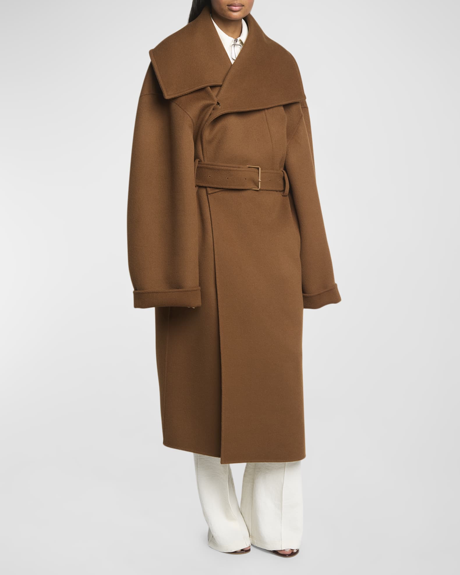 JW Anderson Belted WoolvWrap Coat | Neiman Marcus