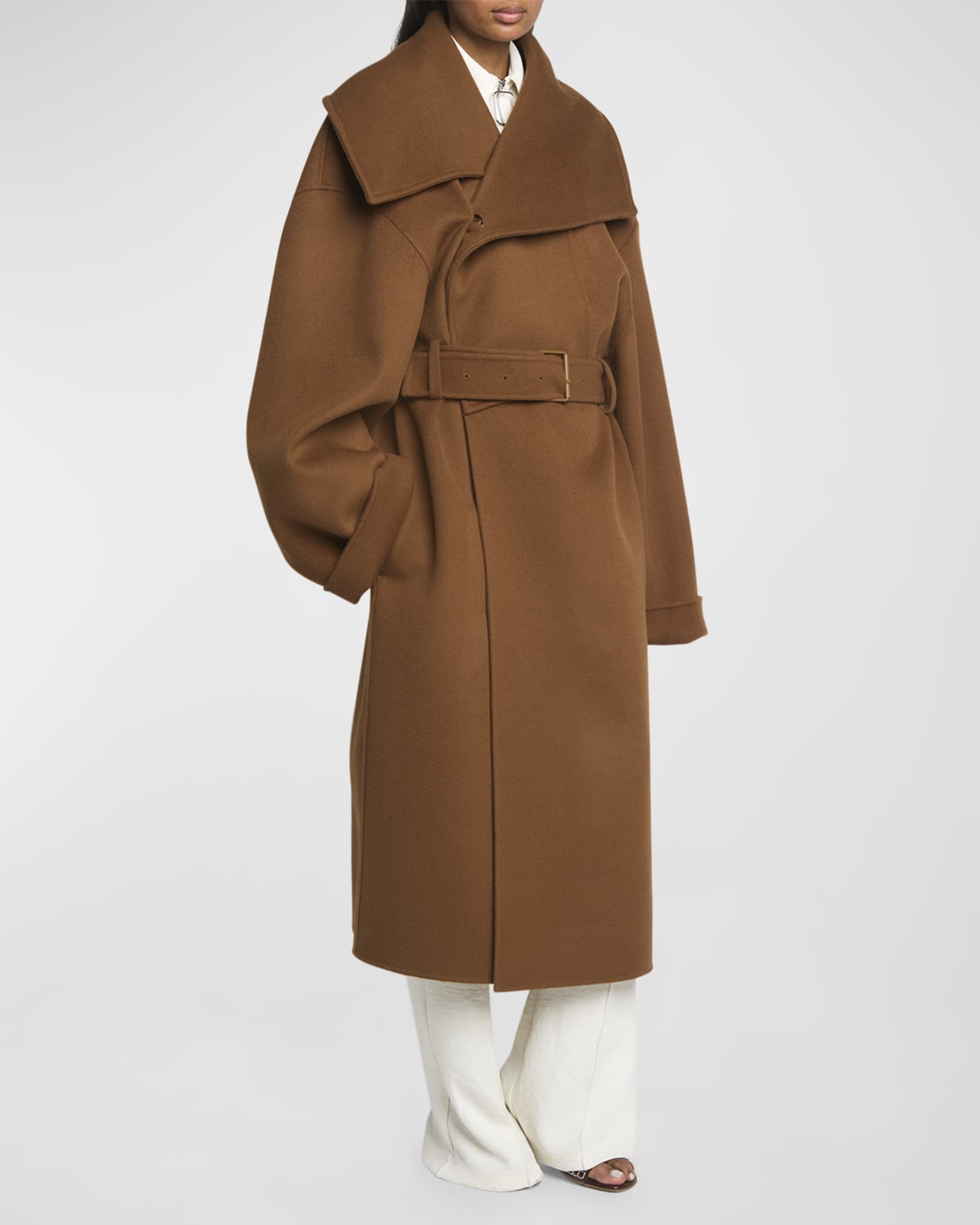 JW Anderson Belted WoolvWrap Coat | Neiman Marcus