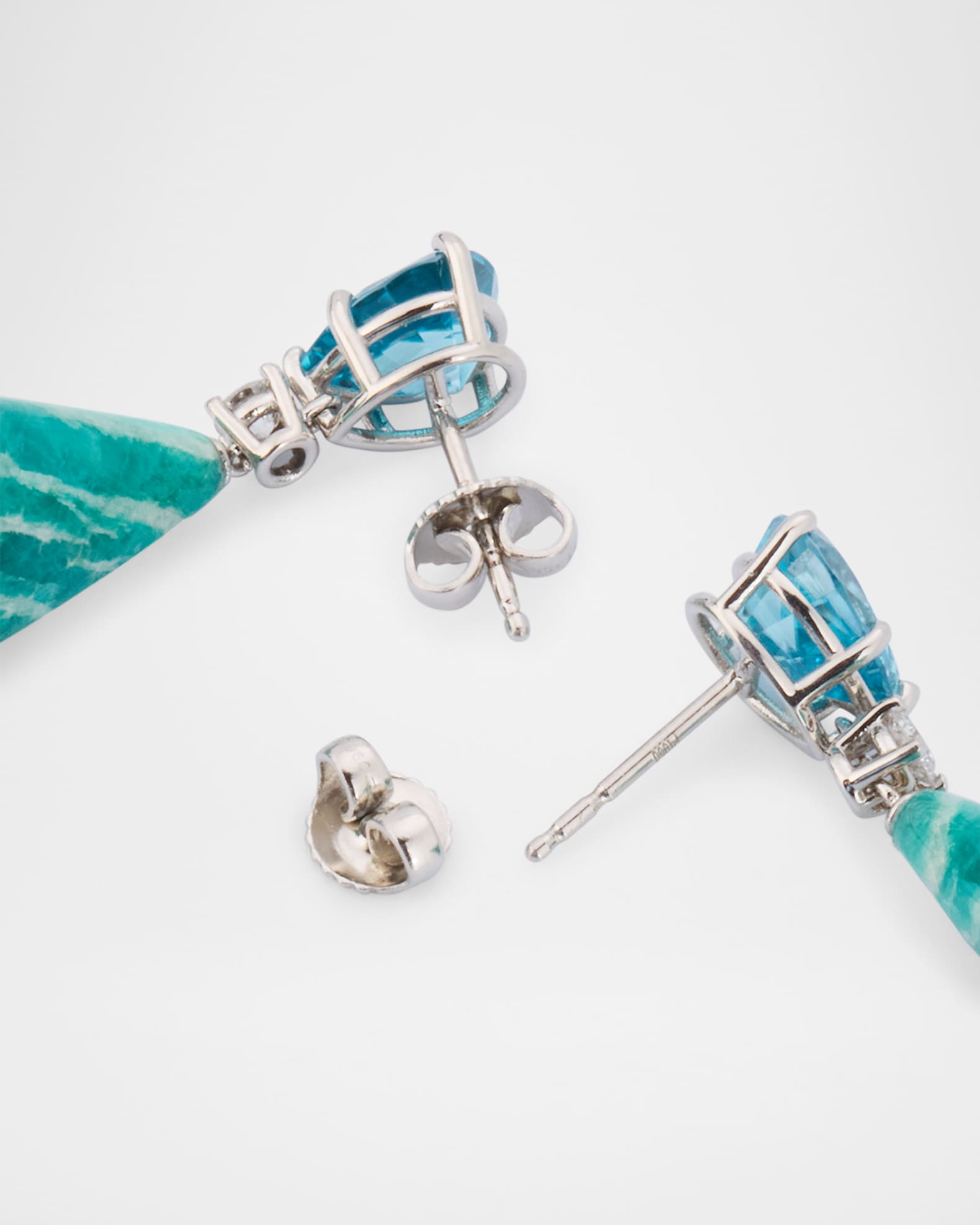 Robert Erich Platinum Diamond, Blue Zircon and Amazonite Drop Earrings ...