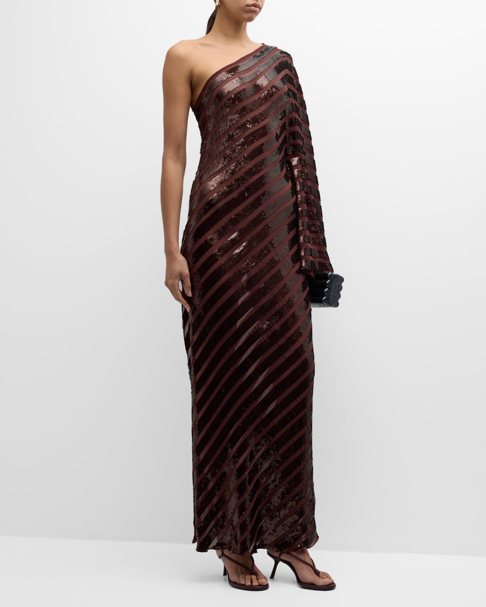 Johanna Ortiz Nanyehi Sequined Mesh One-Shoulder Gown | Neiman Marcus