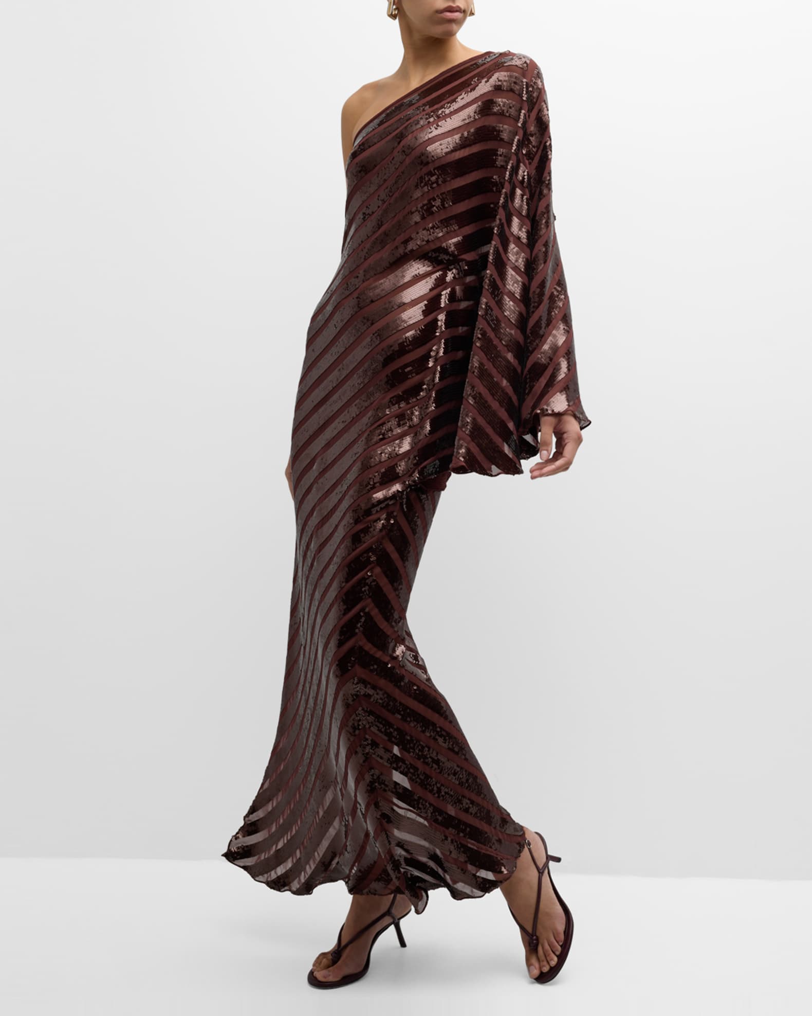 Johanna Ortiz Nanyehi Sequined Mesh One-Shoulder Gown | Neiman Marcus