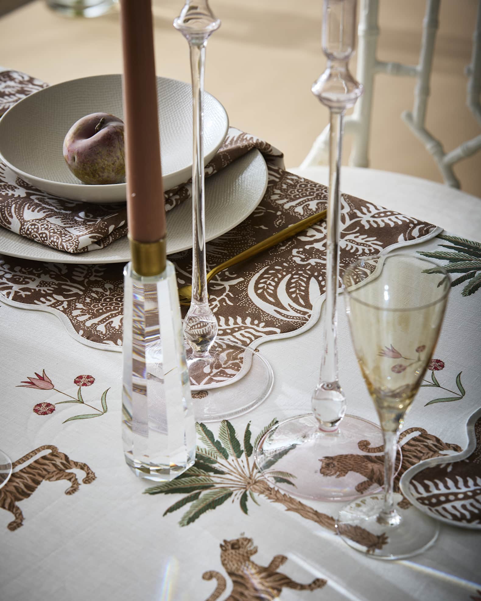 Matouk Schumacher Tiger Palm Tablecloth, 70" x 108" | Neiman Marcus