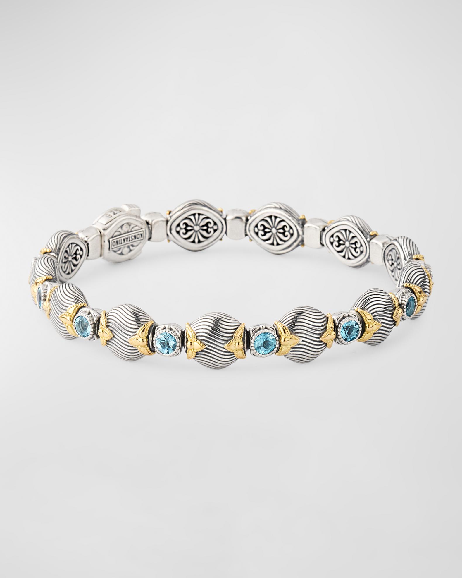 Konstantino Sterling Silver and Sky Blue Topaz Bracelet with 18K Yellow ...