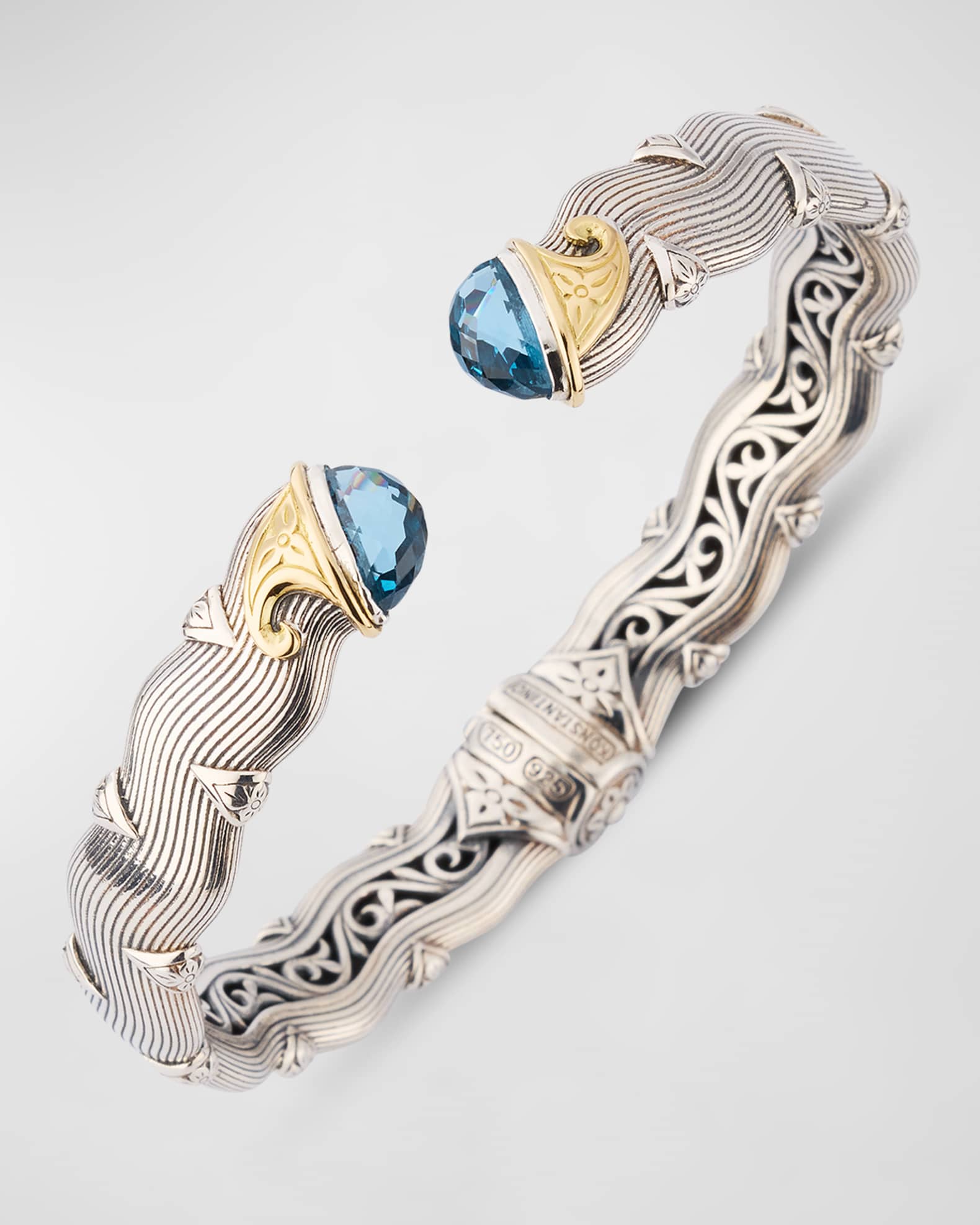 Konstantino Sterling Silver & 18K Yellow Gold Blue Spinel Bracelet | Neiman Marcus
