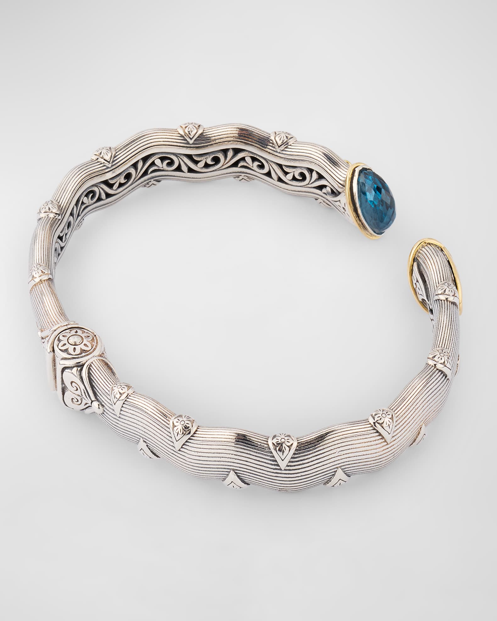 Konstantino Sterling Silver & 18K Yellow Gold Blue Spinel Bracelet | Neiman Marcus
