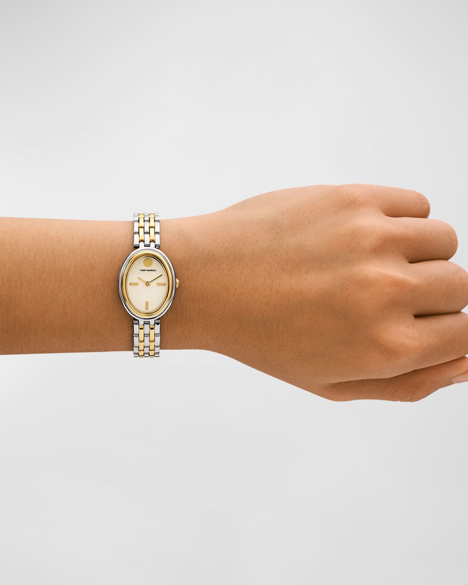 Tory Burch Oval Two-Tone Stainless Steel Watch | Neiman Marcus