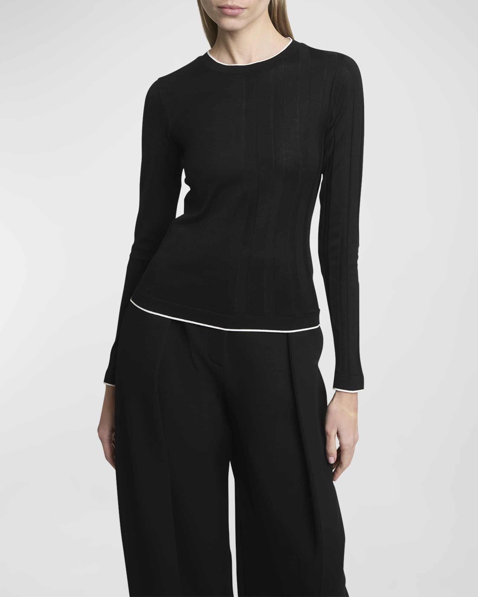 Jacquemus Tricot Long-Sleeve Wide Rib Sweater | Neiman Marcus