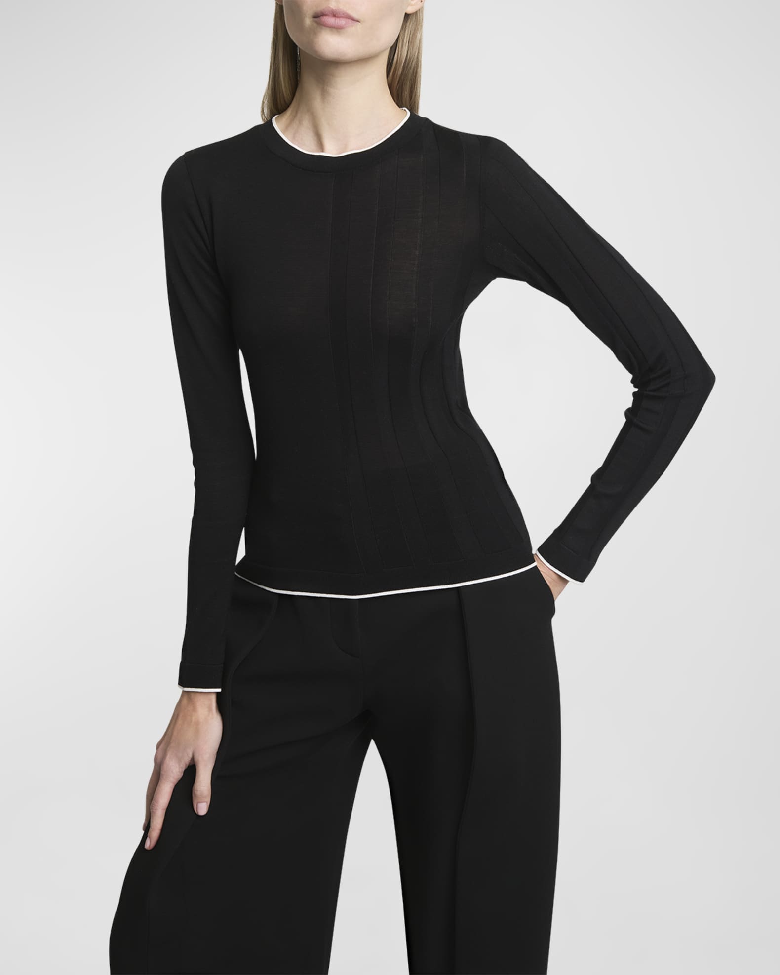 Jacquemus Tricot Long-Sleeve Wide Rib Sweater | Neiman Marcus