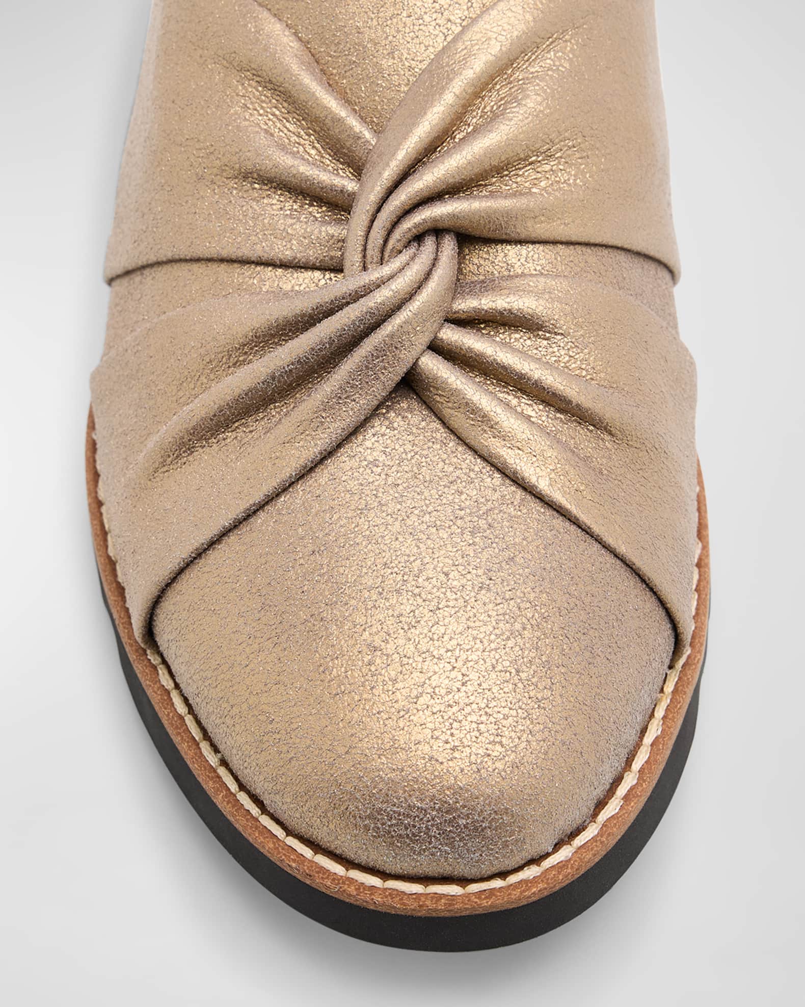 Eileen Fisher Eena Metallic Suede Twist Slip-On Loafers | Neiman Marcus