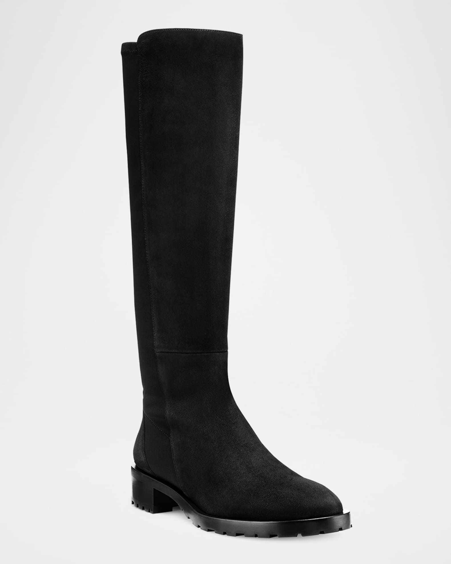 Stuart Weitzman 5050 Suede Lug-Sole Knee Boots | Neiman Marcus