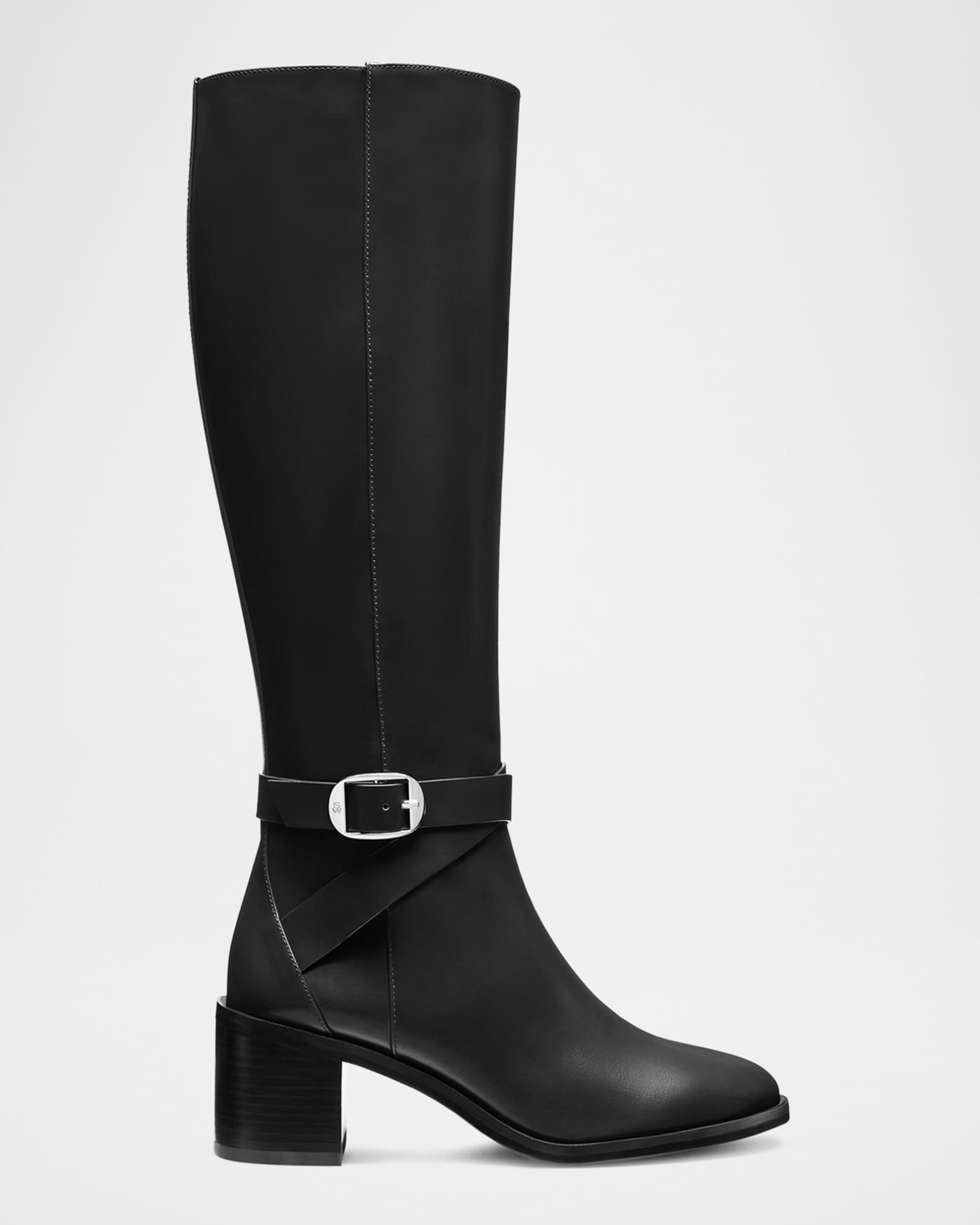 Stuart Weitzman Esme Leather Buckle Knee Boots | Neiman Marcus