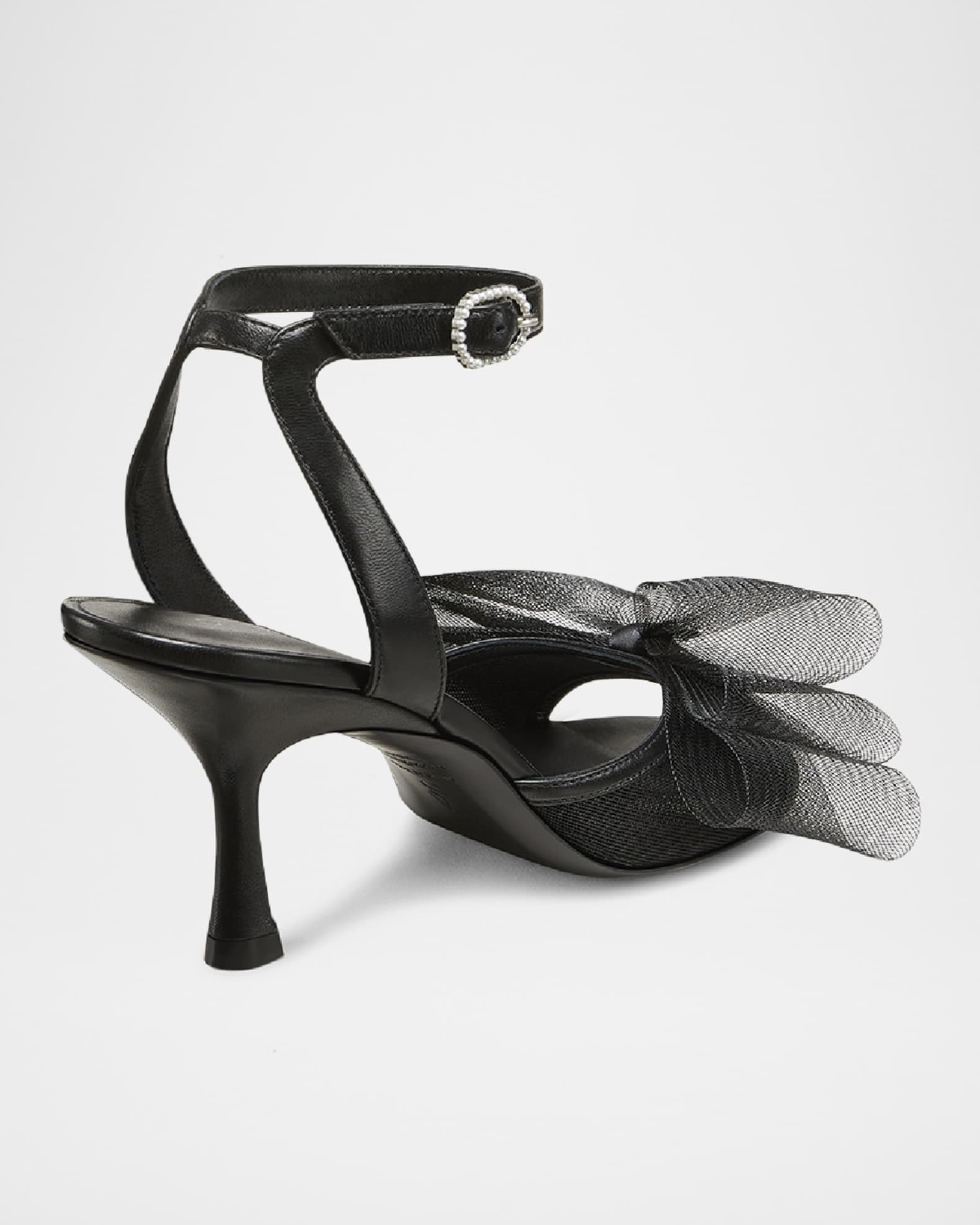 Stuart Weitzman Blushing Bow Mesh Ankle-Strap Sandals | Neiman Marcus