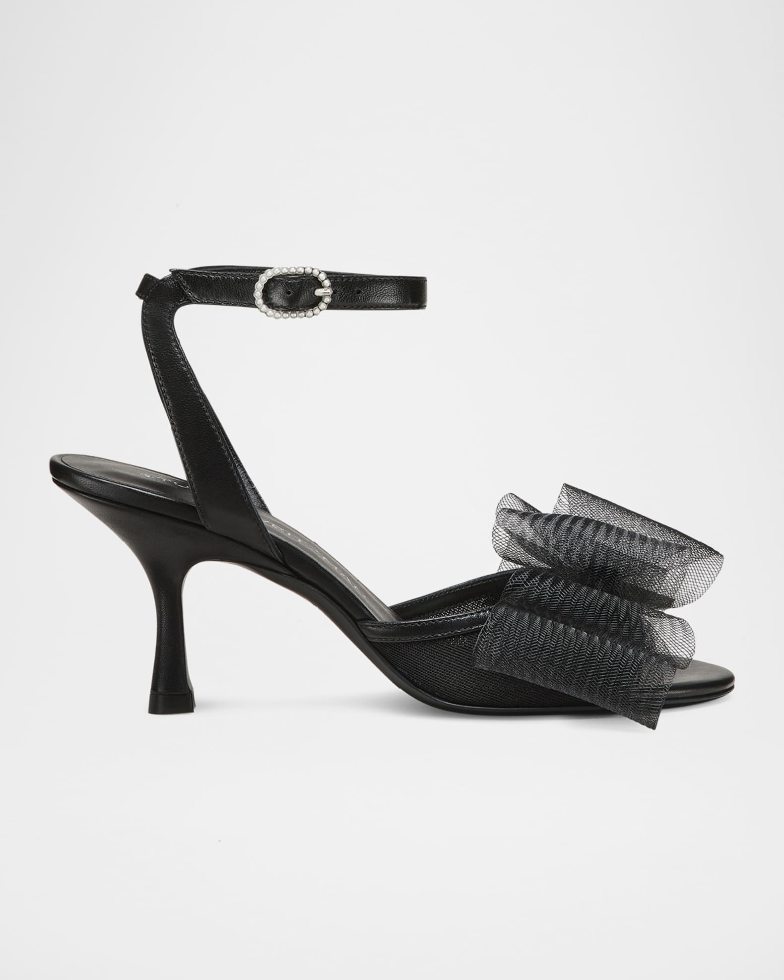 Stuart Weitzman Blushing Bow Mesh Ankle-Strap Sandals | Neiman Marcus