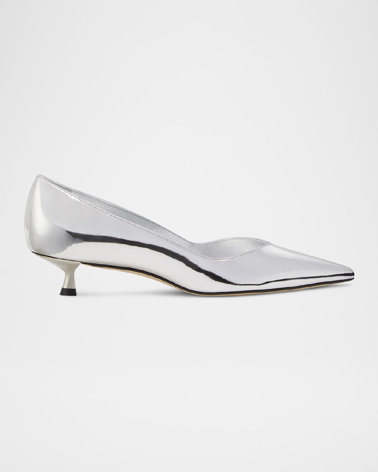 Stuart Weitzman Eva Metallic Kitten-Heel Pumps | Neiman Marcus