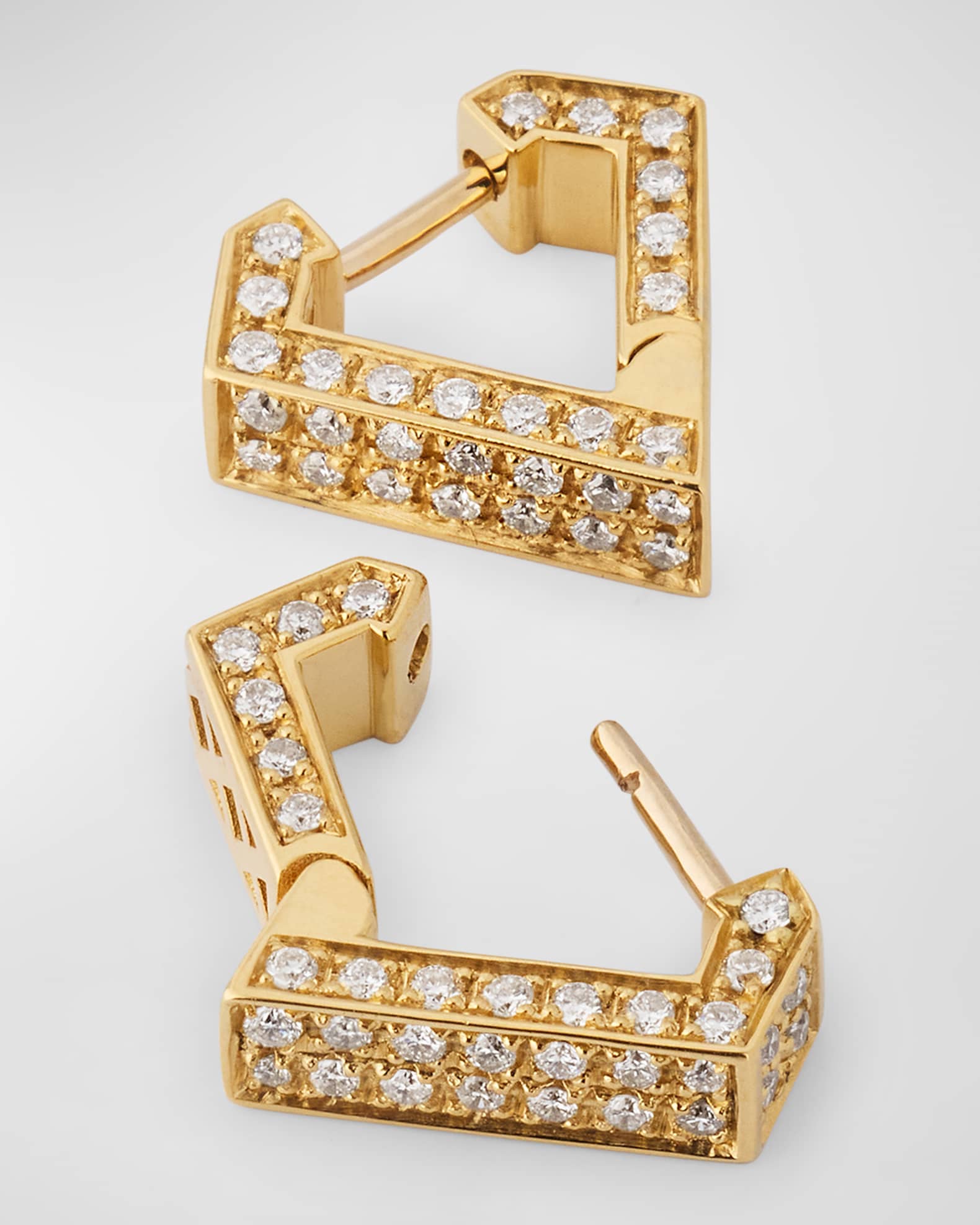 Dries Criel 18K Yellow Gold White Diamond Brute Mini Earrings | Neiman Marcus