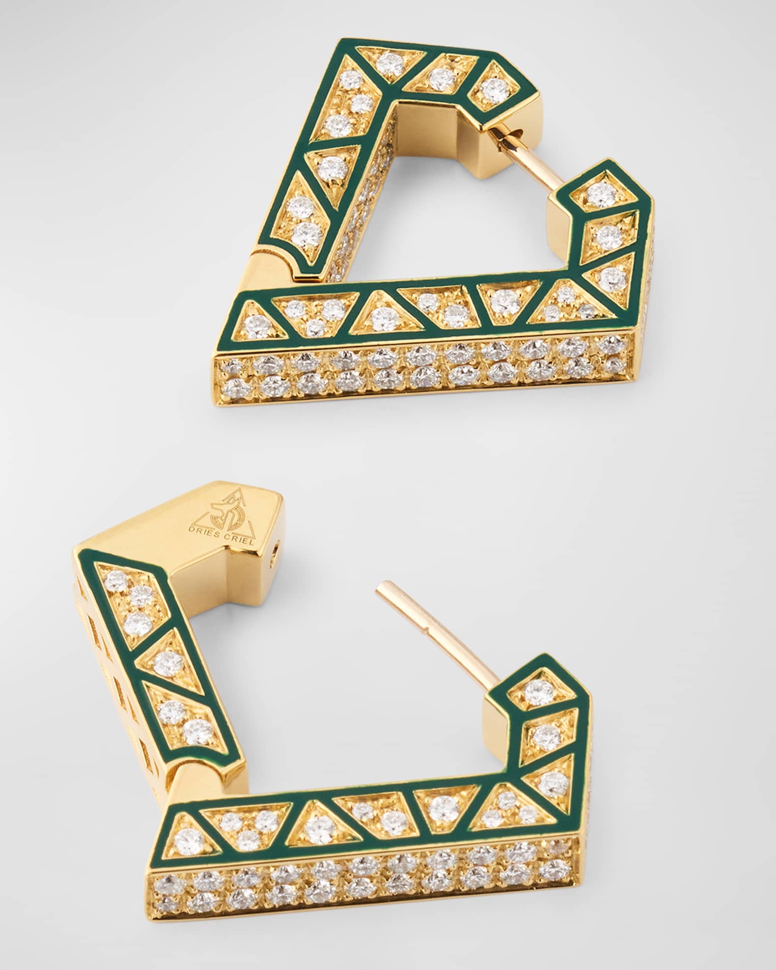 Dries Criel 18K Yellow Gold White Diamond and Green Enamel Brute Maxi ...