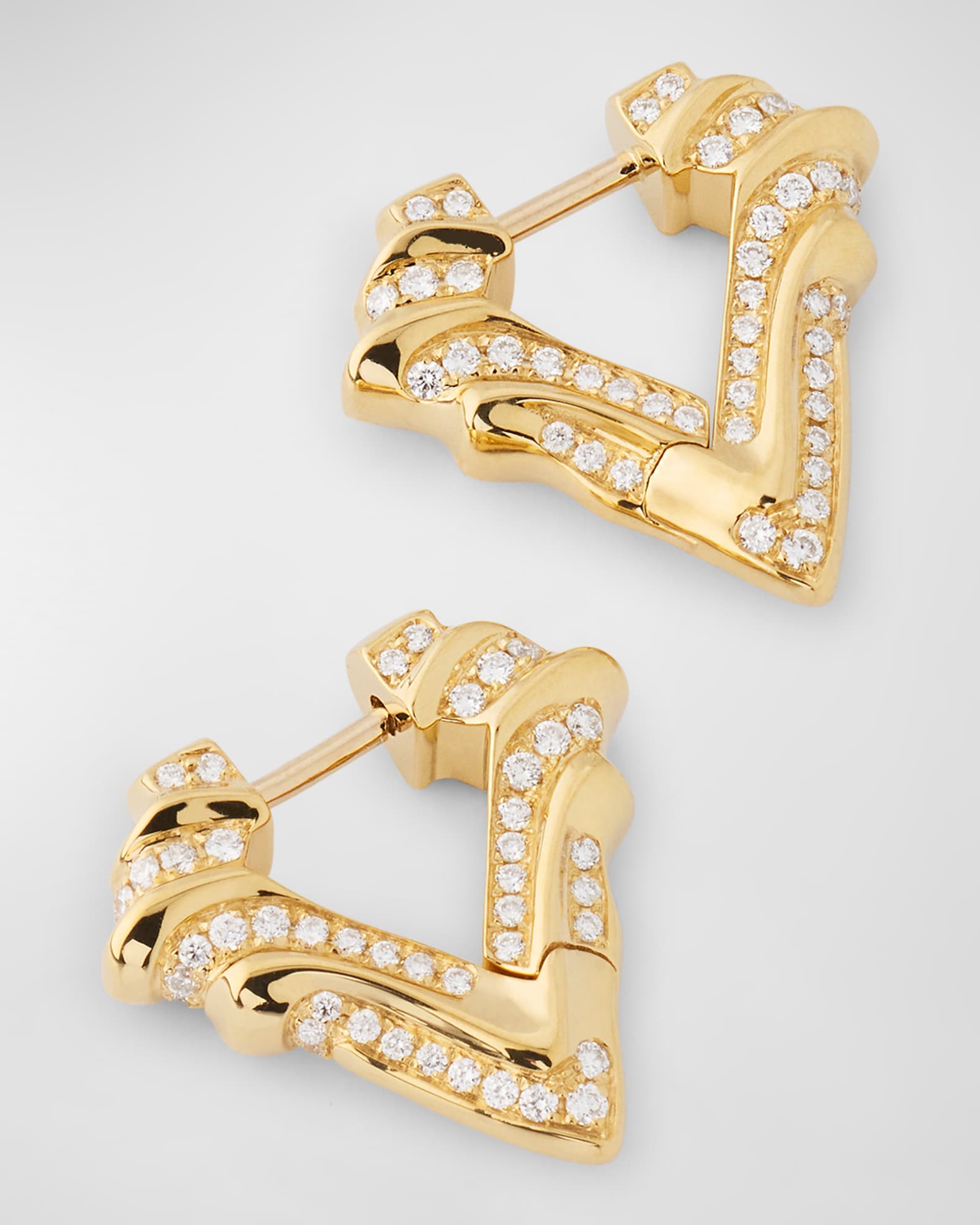 Dries Criel 18K Yellow Gold White Diamond Brute White Crow Earrings ...