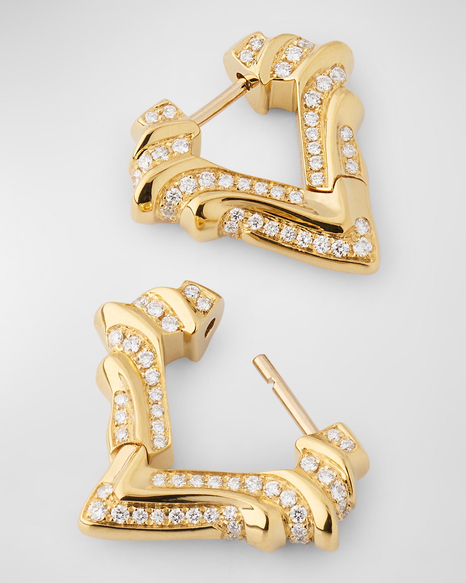 Dries Criel 18K Yellow Gold White Diamond Brute White Crow Earrings ...