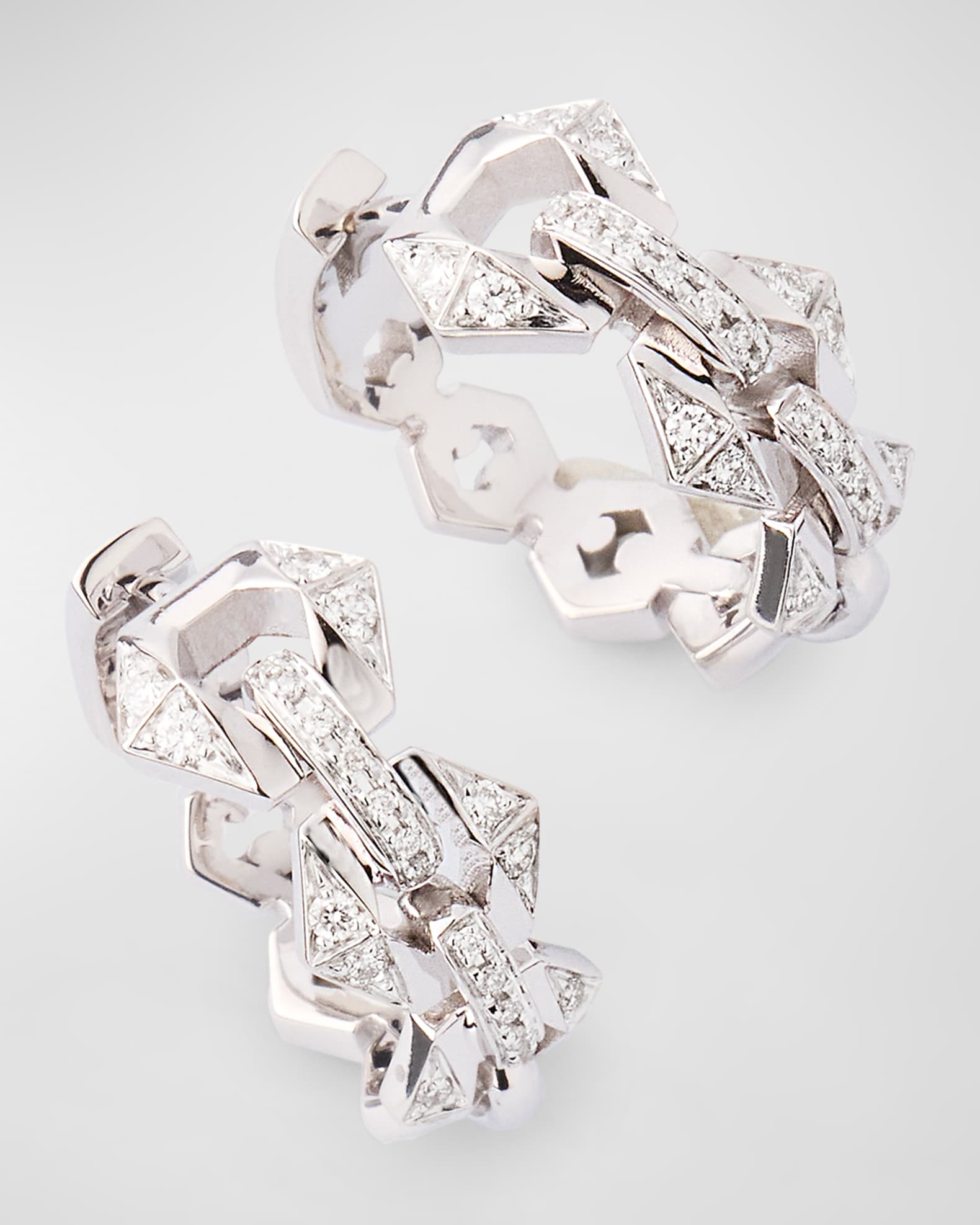 Dries Criel 18K White Gold Flow Hoop Earrings with Diamonds | Neiman Marcus