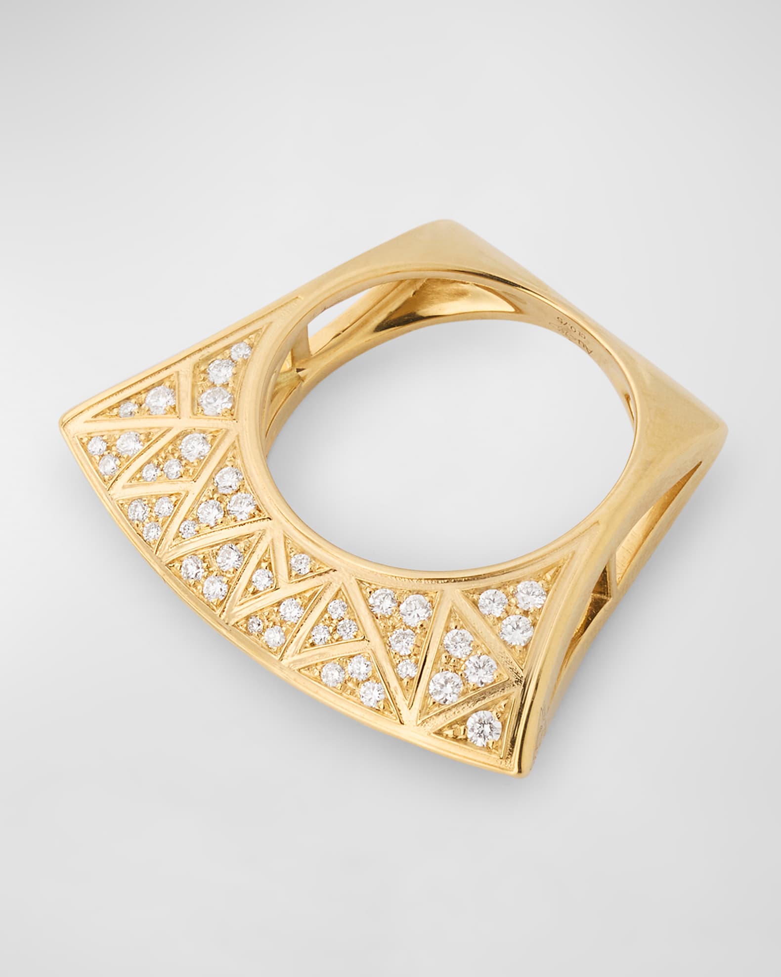 Dries Criel 18K Yellow Gold White Diamond Lotus Ring with Cross Pattern ...