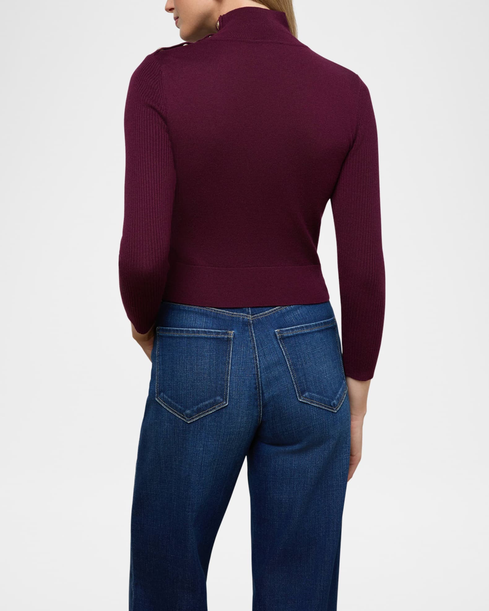 L'Agence Kamdyn Cropped Mock-Neck Sweater | Neiman Marcus