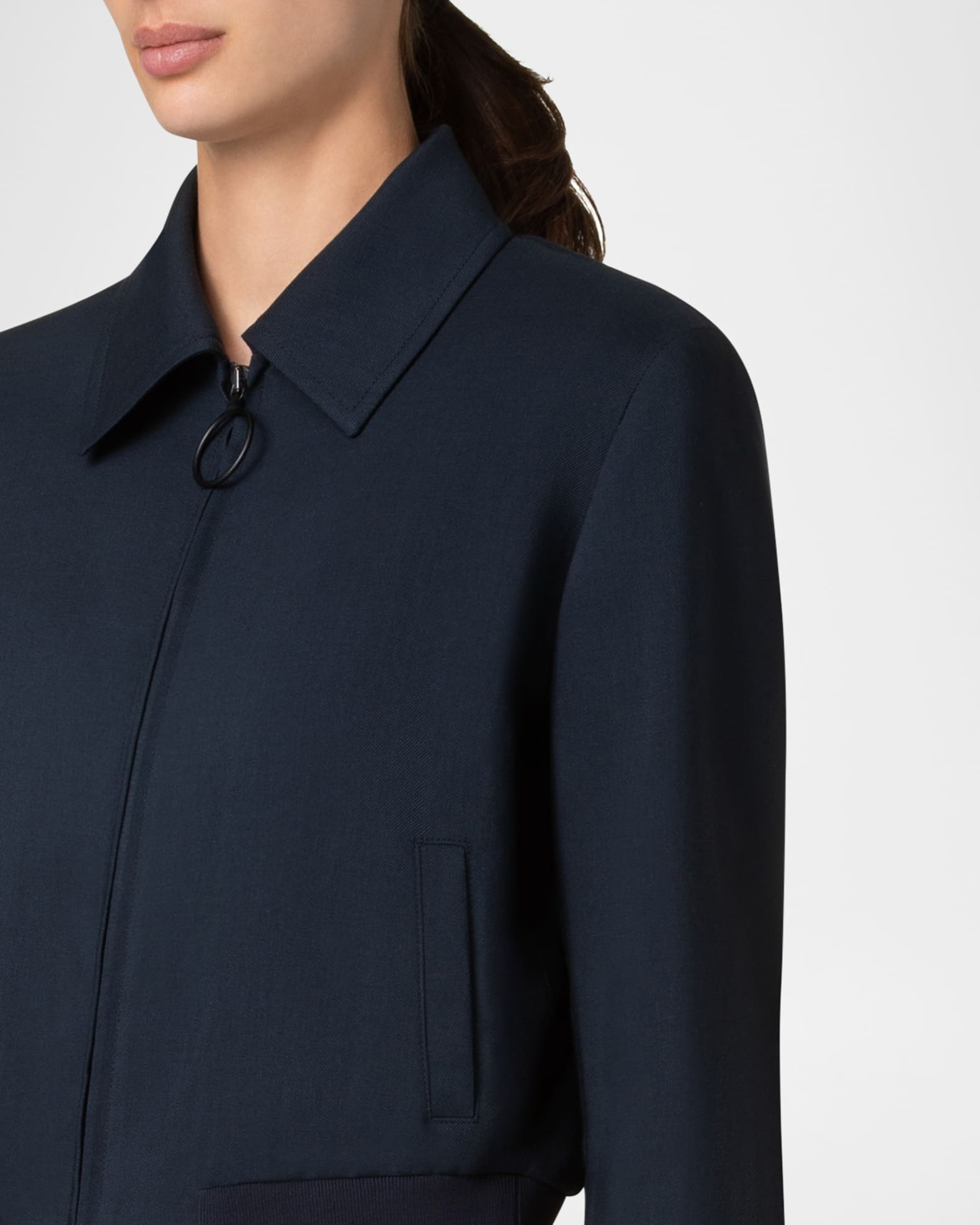 Akris punto Cool Wool Collared Bomber Jacket | Neiman Marcus