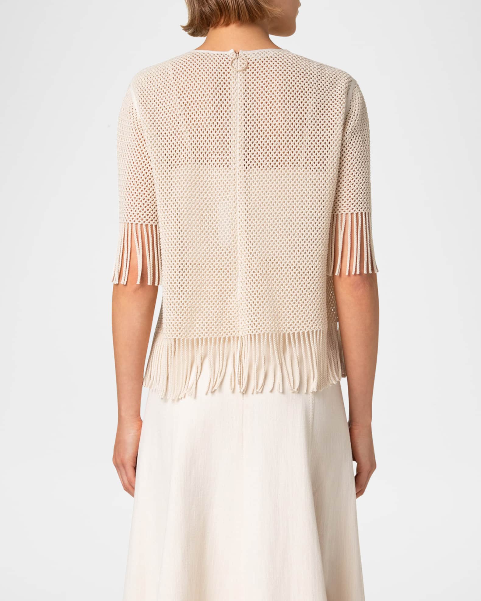 Akris punto Fringe Cotton Mesh Blouse | Neiman Marcus