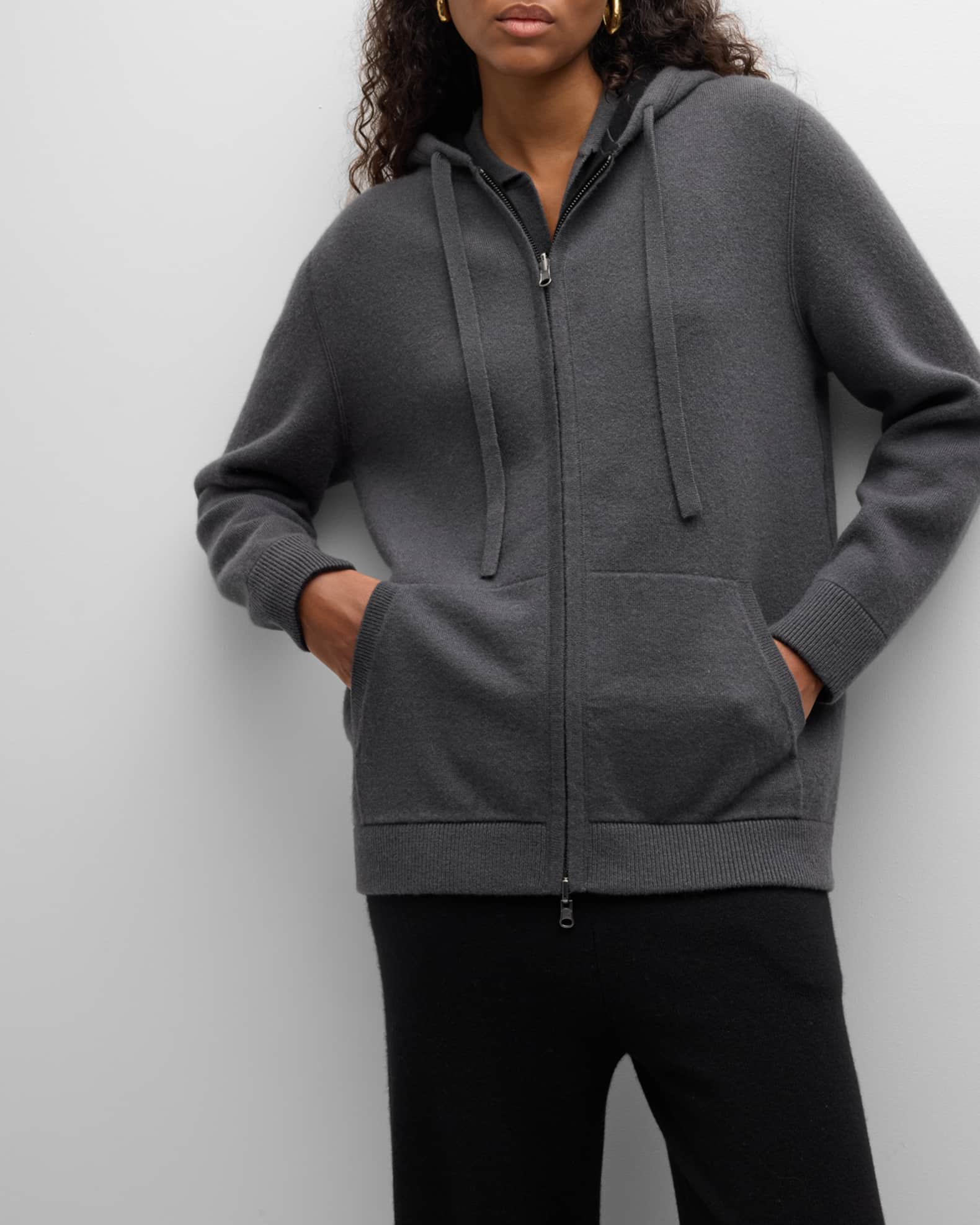 TSE Cashmere Cashmere Reversible Zip-Front Hoodie | Neiman Marcus