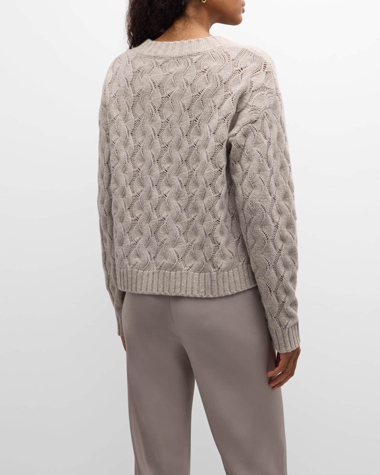 Cashmere Cable-Knit Crewneck Sweater | Neiman Marcus