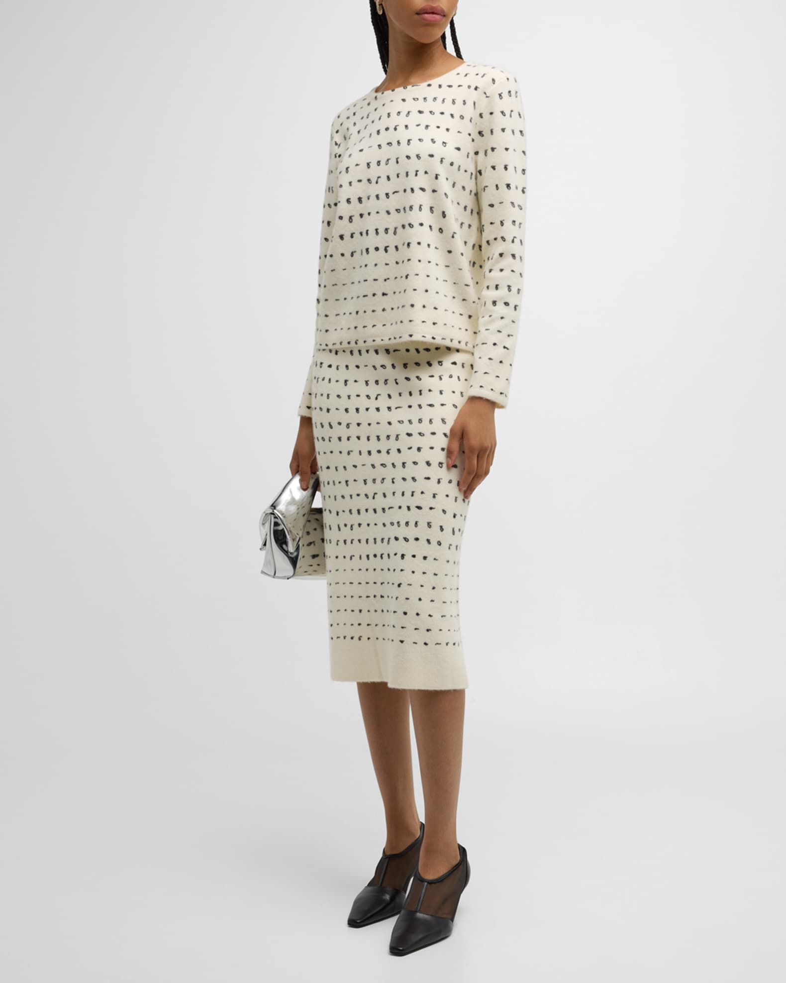 TSE Cashmere Dotted Boiled Cashmere Top | Neiman Marcus