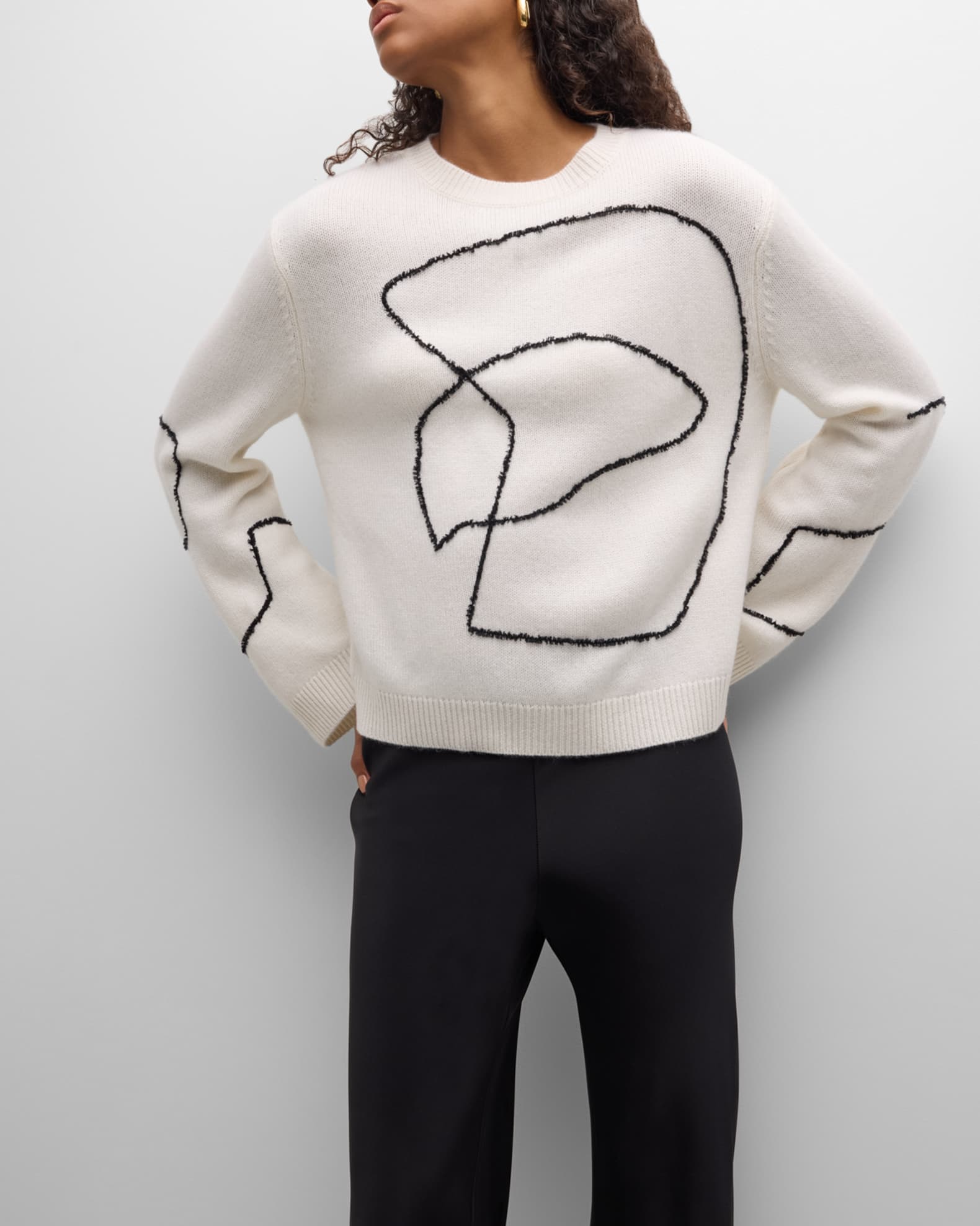 TSE Cashmere Embroidered Scribble Cashmere Sweater | Neiman Marcus