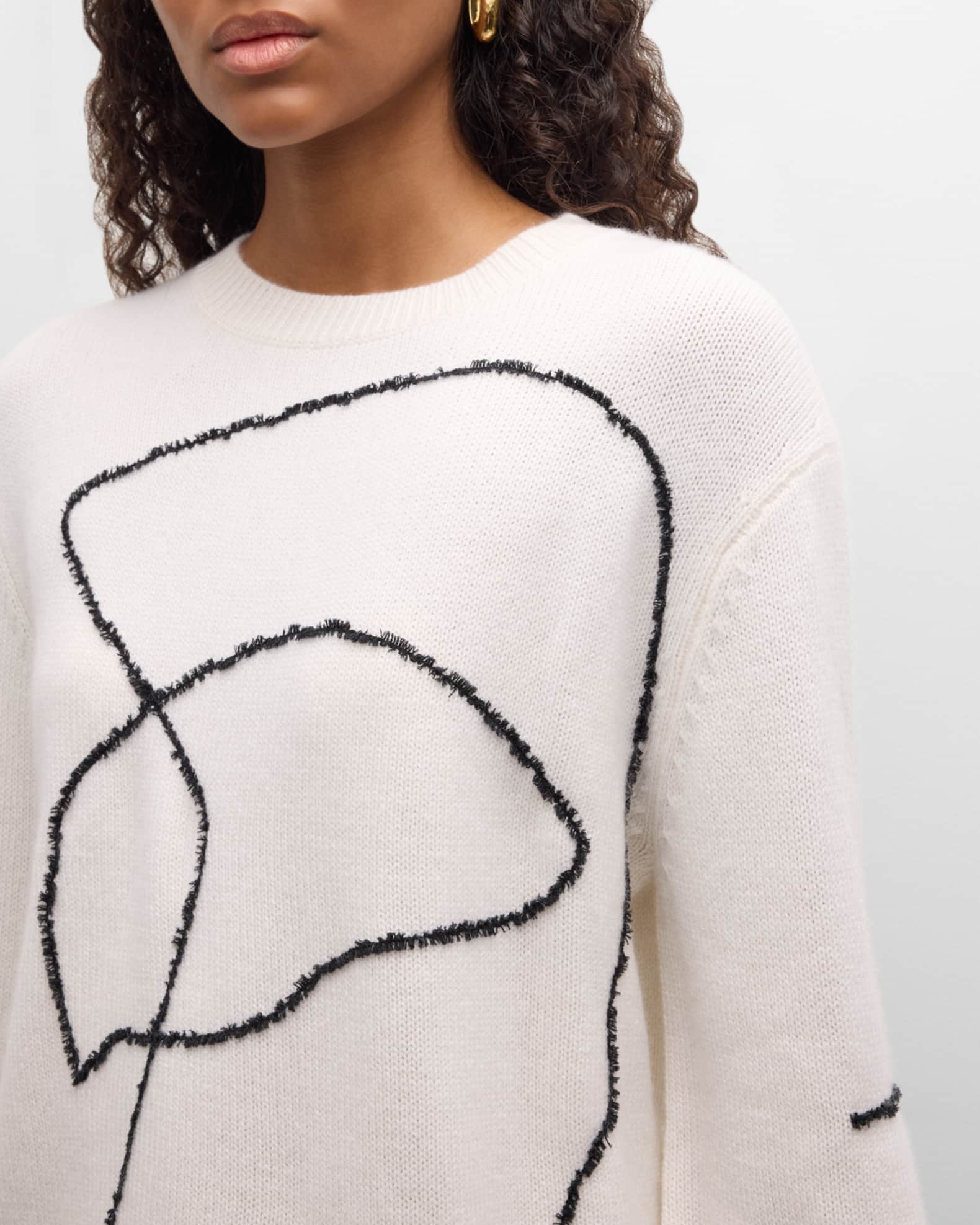 TSE Cashmere Embroidered Scribble Cashmere Sweater | Neiman Marcus