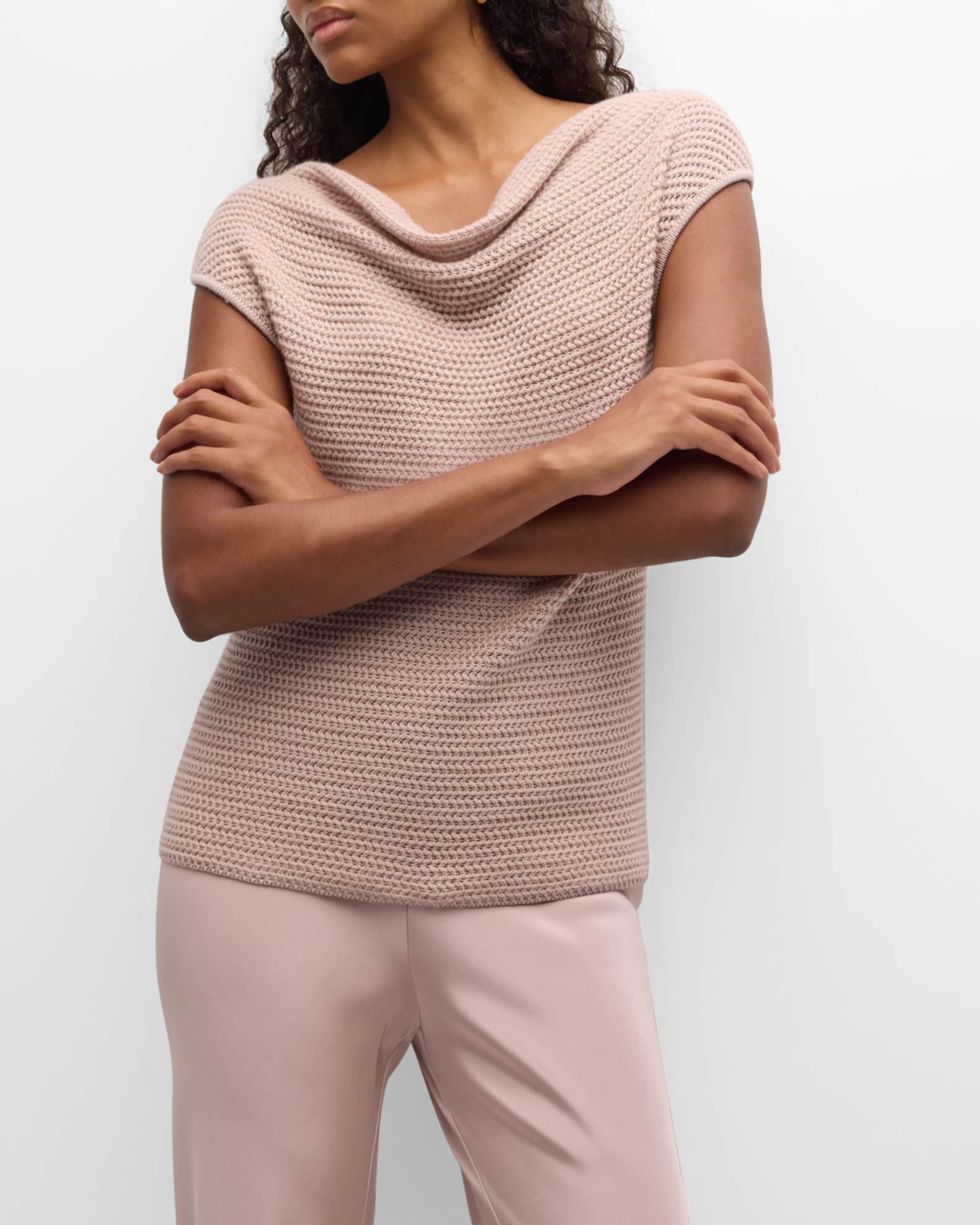 TSE Cashmere Texture Cashmere-Blend Top | Neiman Marcus