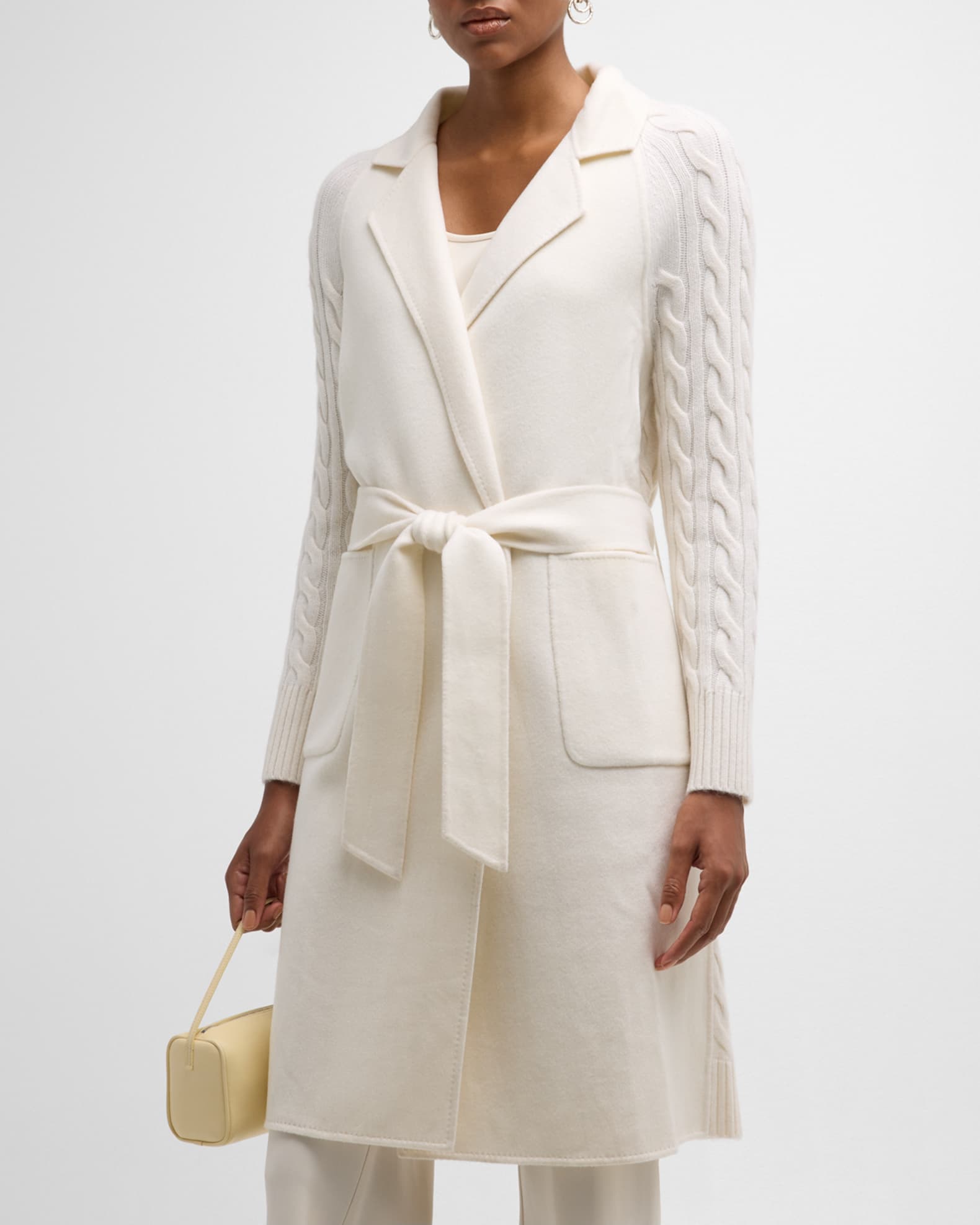 TSE Cashmere Double-Face Cable-Knit Cashmere Coat | Neiman Marcus