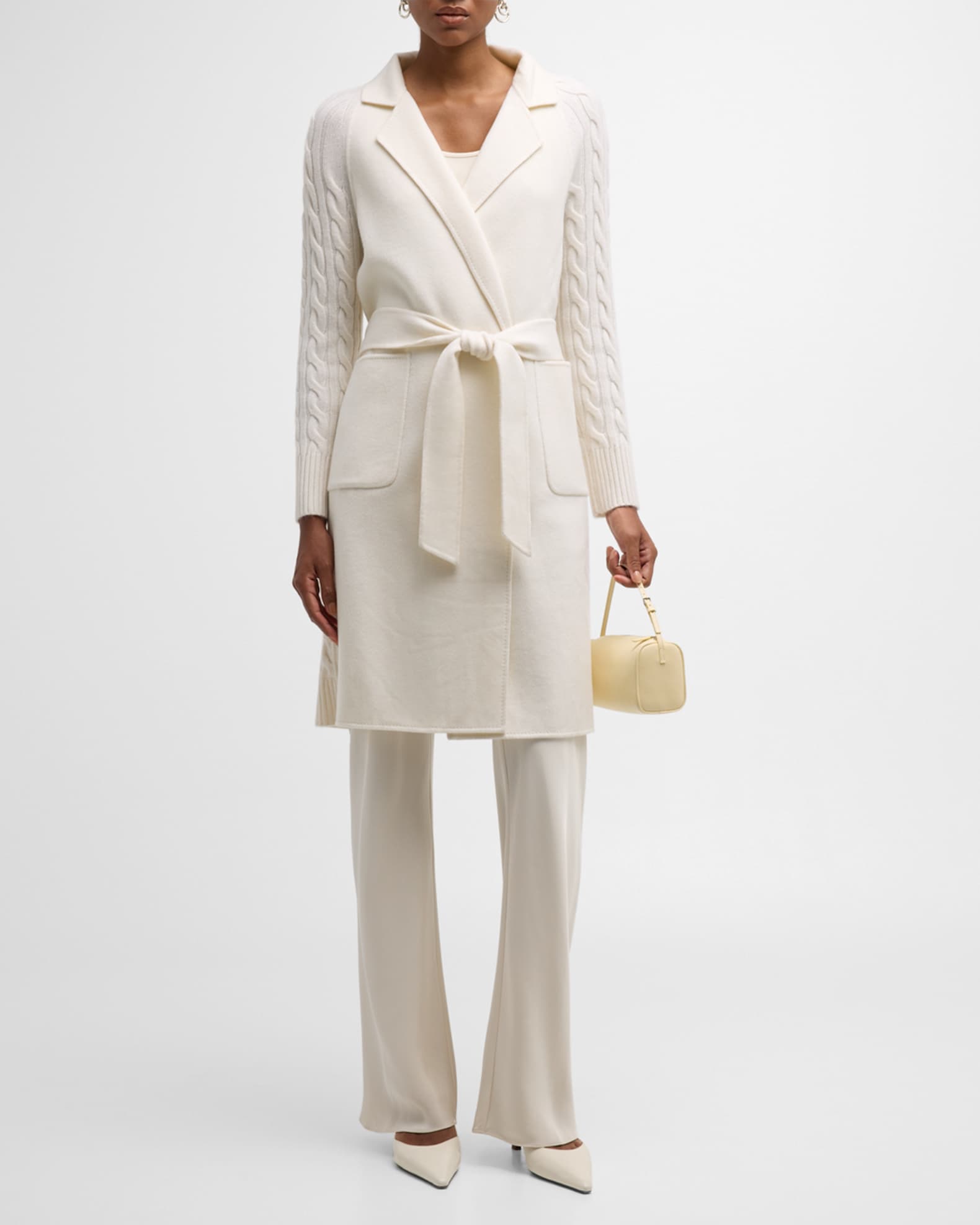 TSE Cashmere Double-Face Cable-Knit Cashmere Coat | Neiman Marcus
