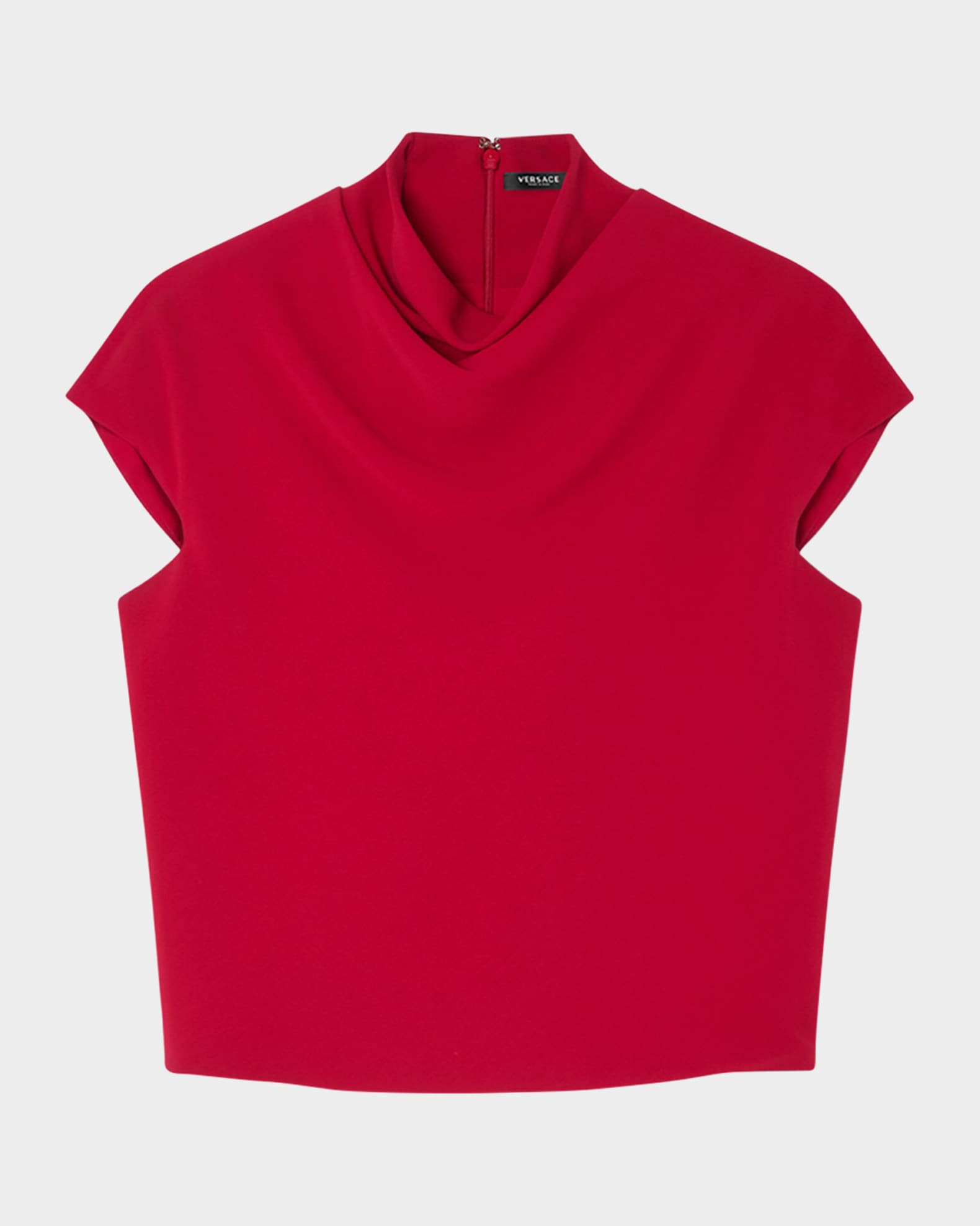 Versace Cowl Turtleneck Cap-Sleeve Cady Blouse | Neiman Marcus