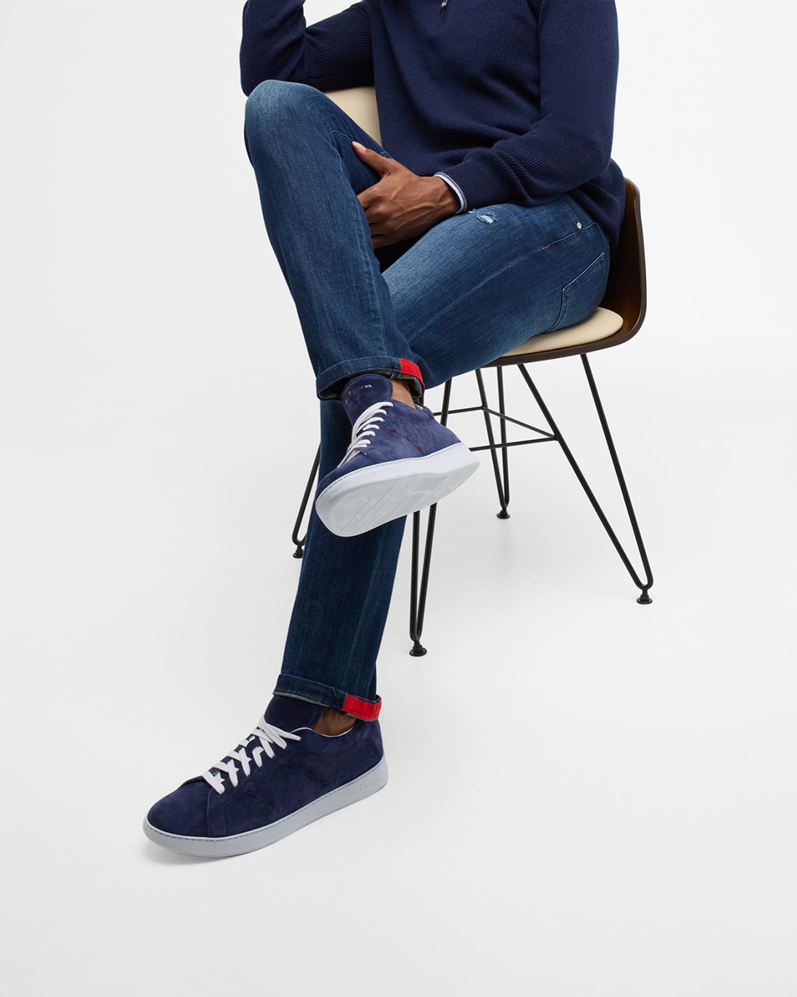Kiton Men's Suede Low-Top Sneakers | Neiman Marcus